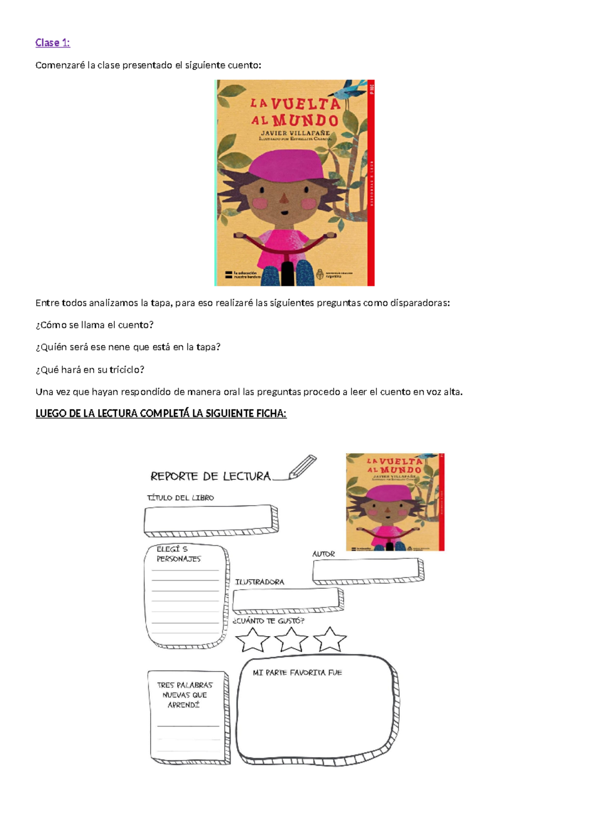 Cuento la vuelta al mundo - Clase 1: Comenzaré la clase presentado el ...