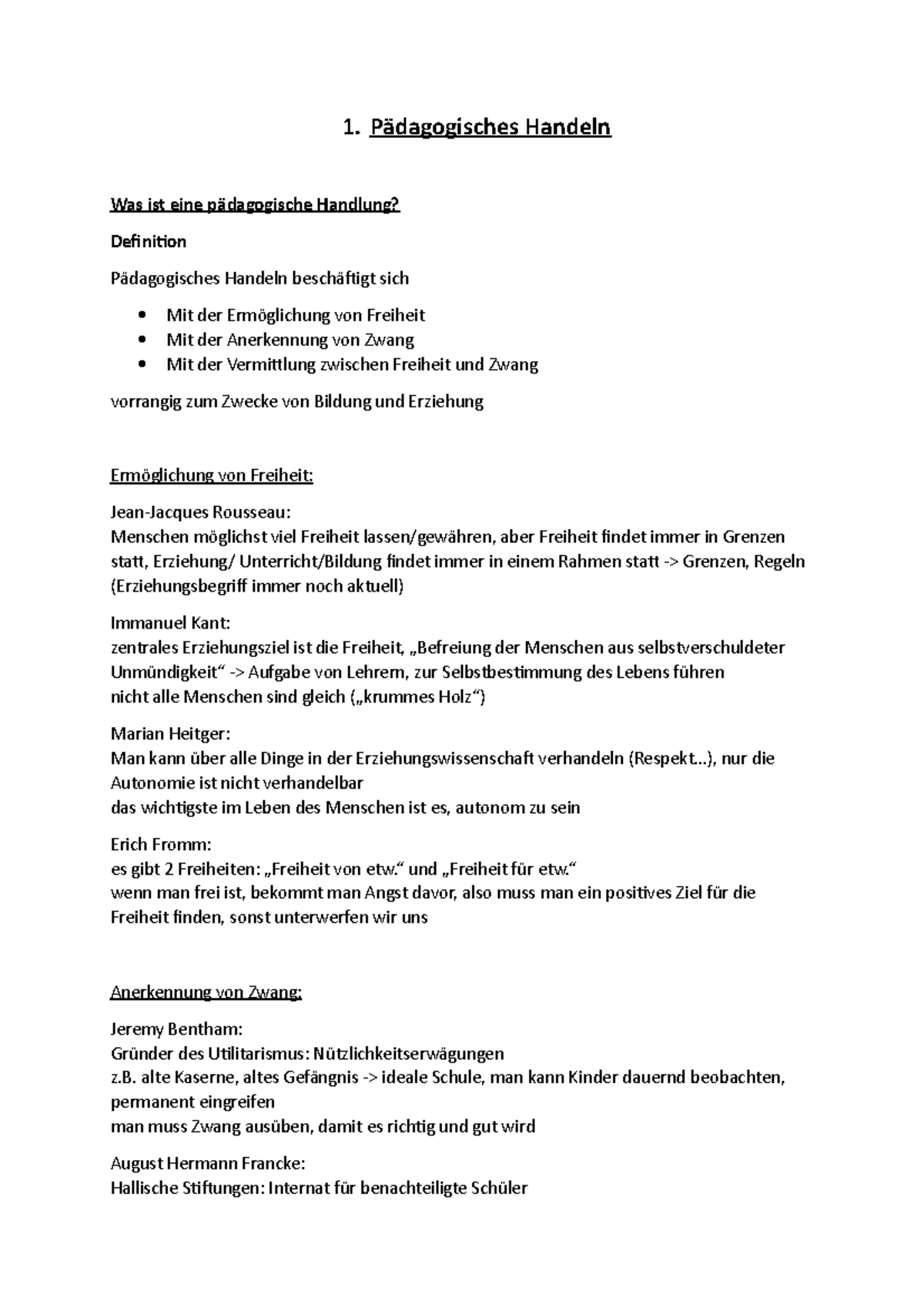 1. Pädagogisches Handeln (Schulpäd) - 1. Handeln Was ist eine Handlung ...