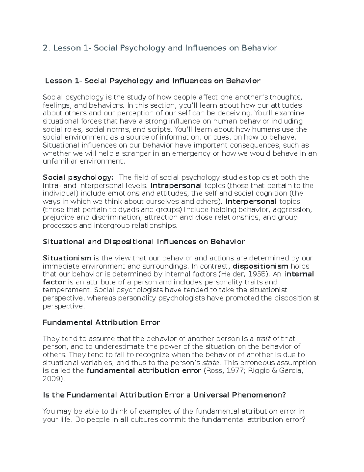 Reviewer 2 Psychology - site - 2. Lesson 1- Social Psychology and ...