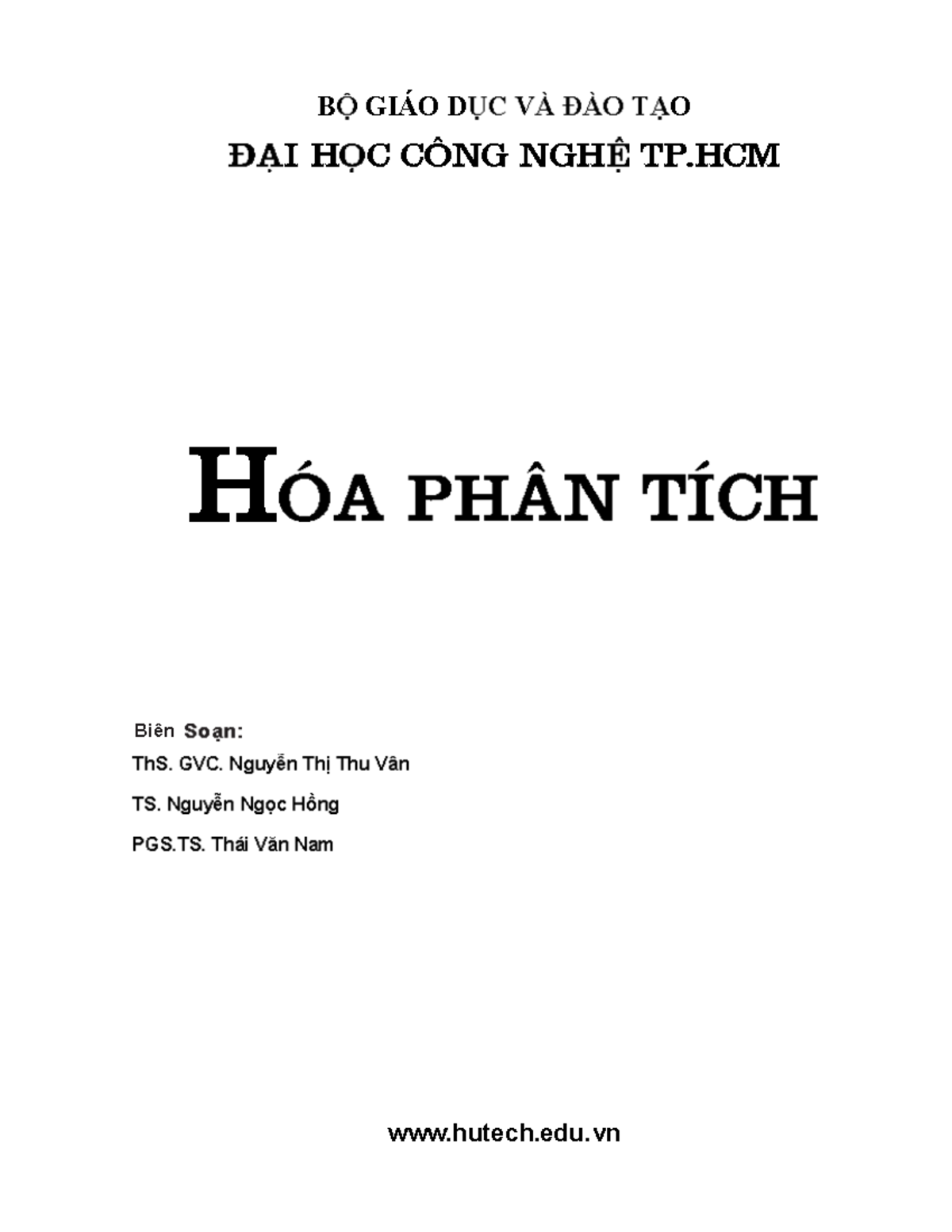 Hóa phân tích - DAS - hutech.edu B GIÁO D O I H C CÔNG NGH TP H Biên ####### H A PHÂN T CH ...