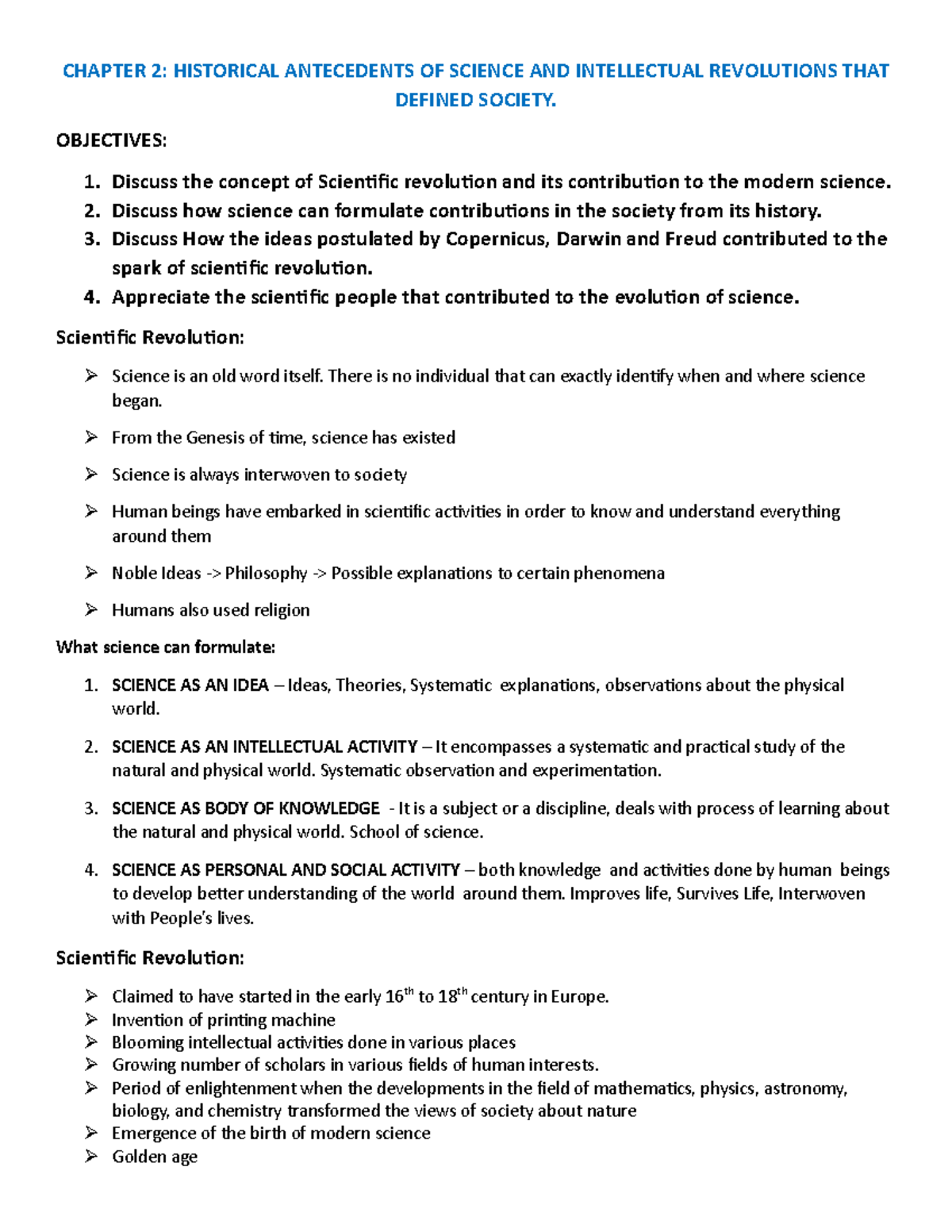 Chapter 1 - Scientific Revolution (STS) - CHAPTER 2: HISTORICAL ...