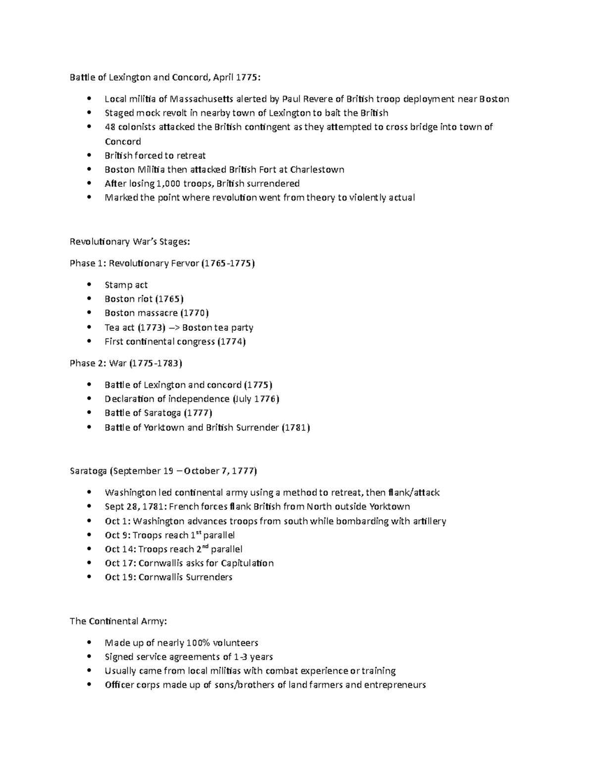 Hst notes 2 - Battle of Lexington and Concord, April 1775: Local ...
