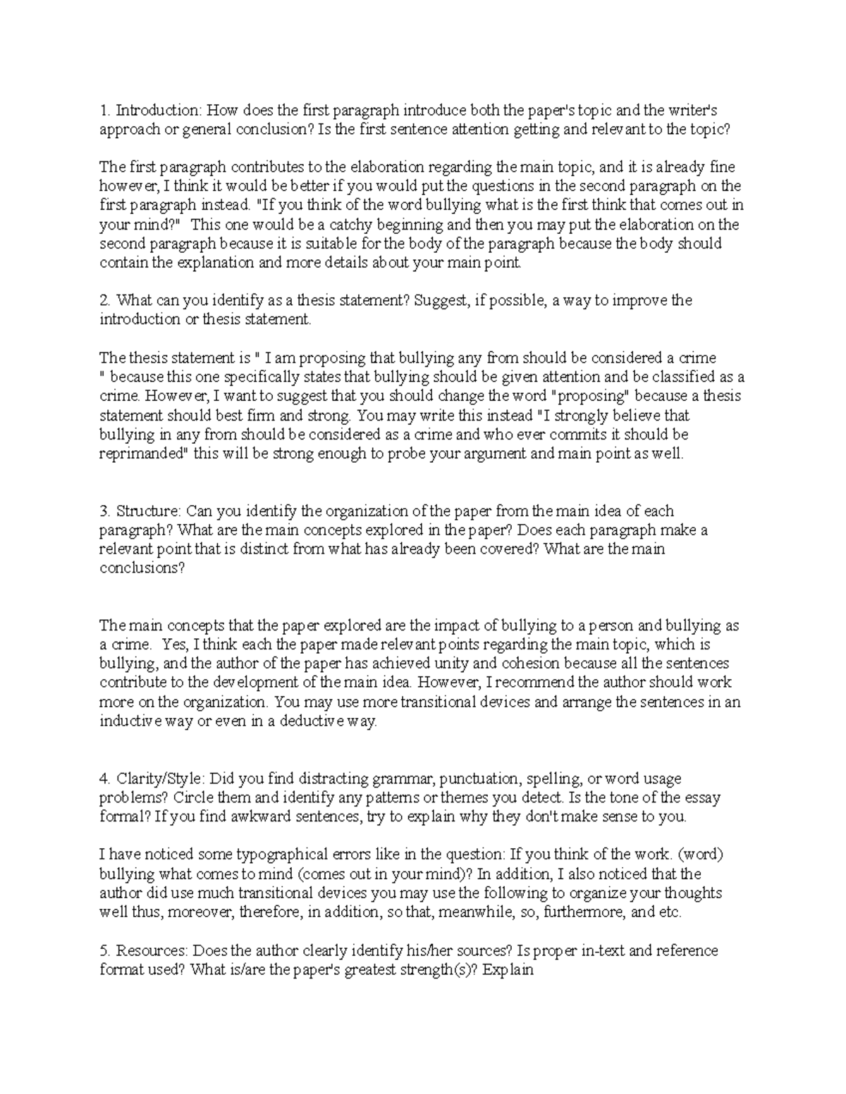 Peer Review - Introduction: How does the first paragraph introduce both ...