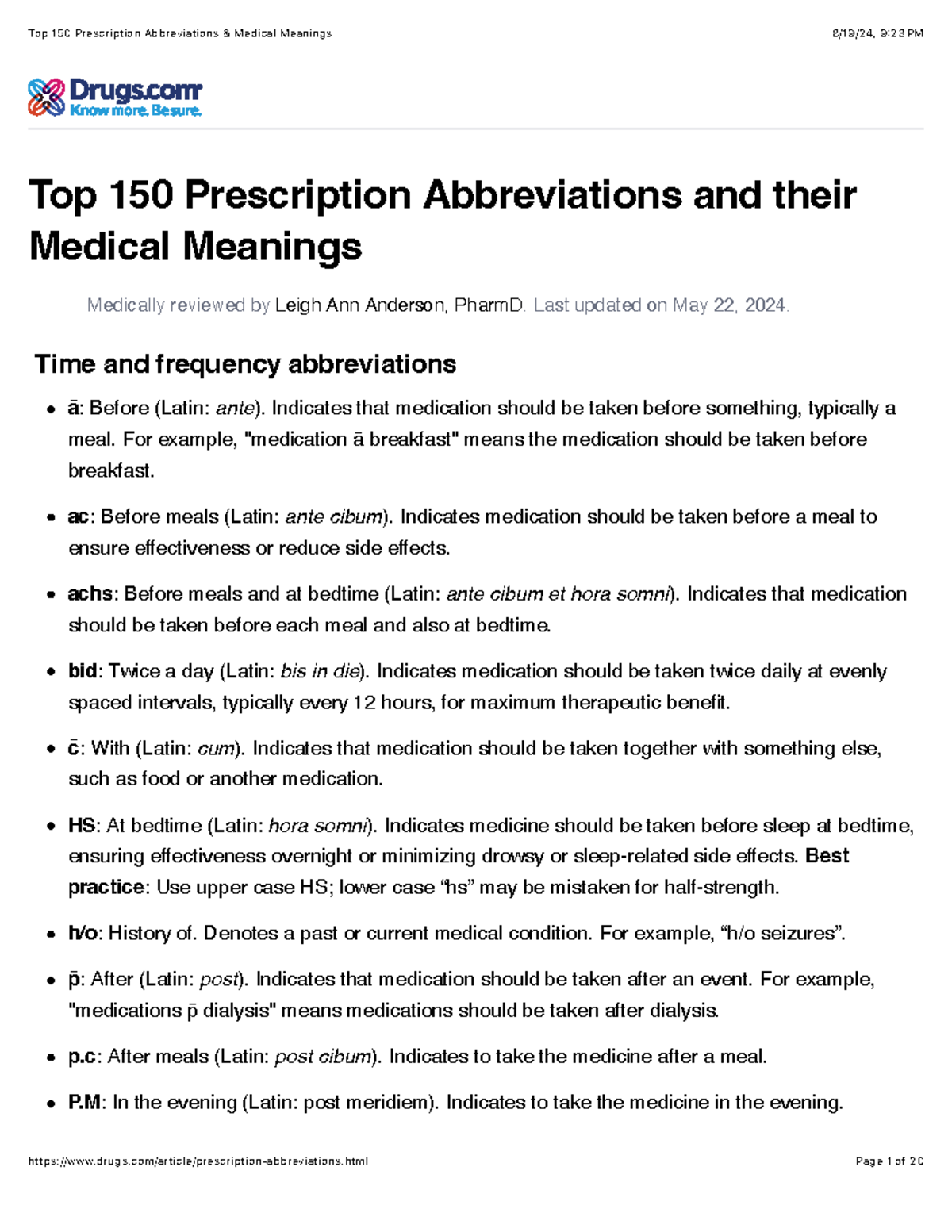 Top 150 Prescription Abbreviations & Medical Meanings - Top 150 ...