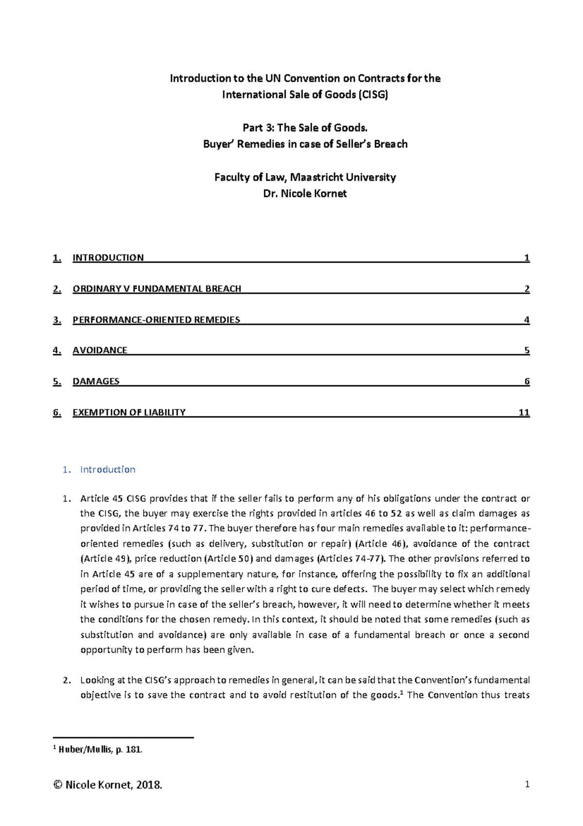CISG Part III - CISG PART 3 READING -REMEDIES - Introduction to the UN ...