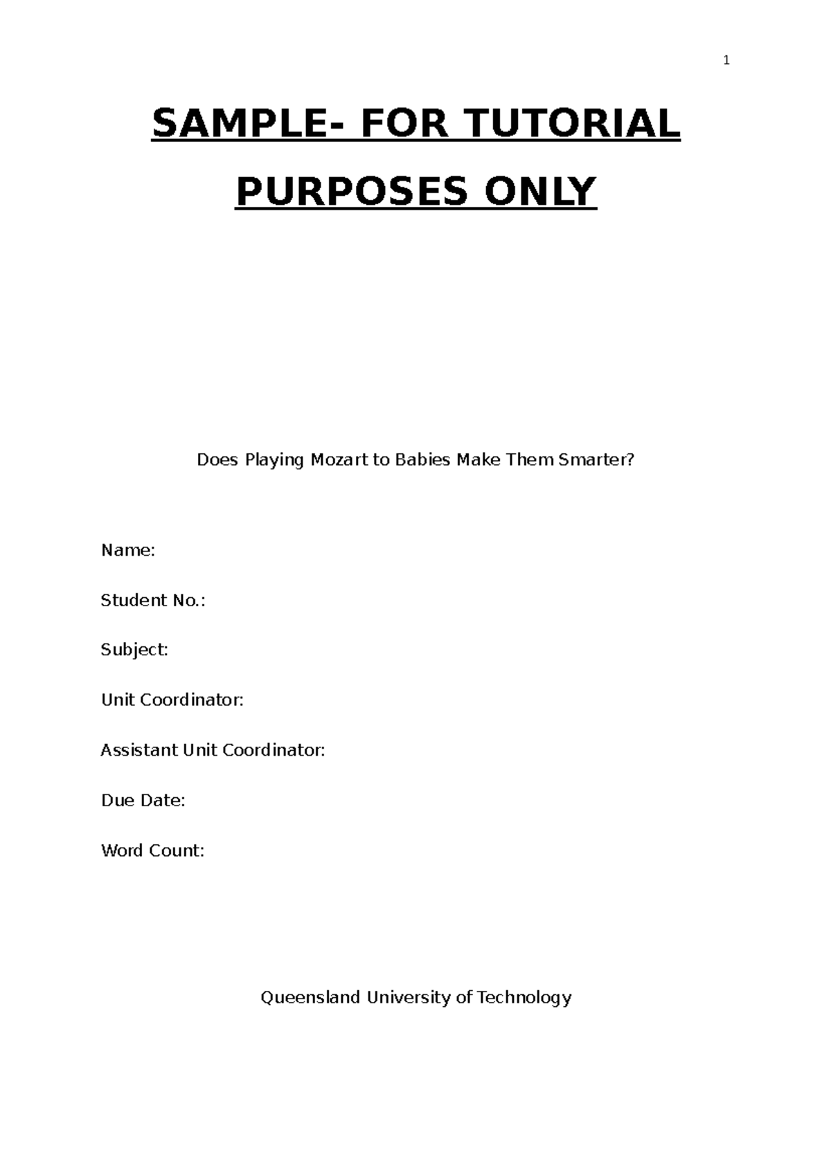 Sample Abbreviated Essay 2 - 1 SAMPLE- FOR TUTORIAL PURPOSES ONLY Does ...