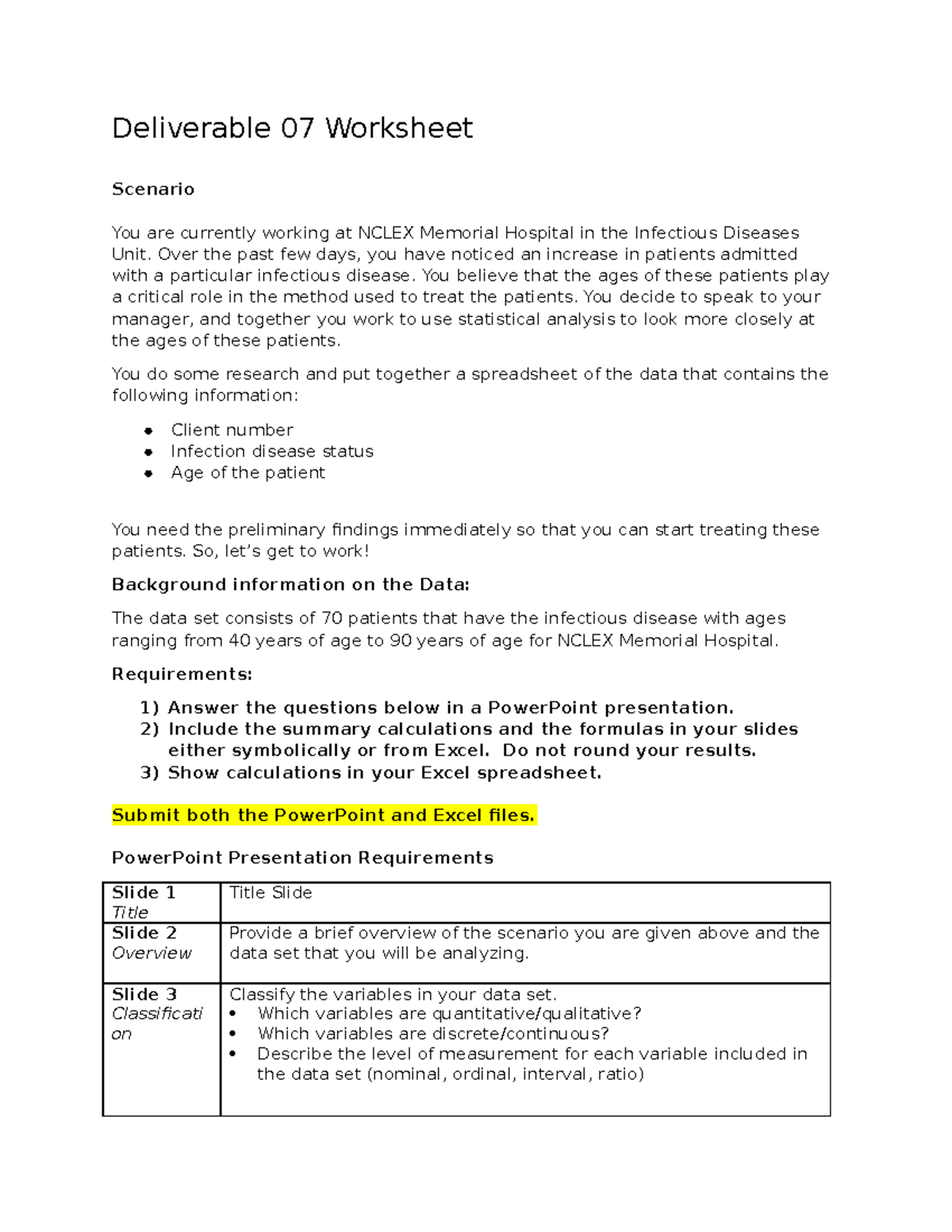 Deliverable 7 - Power Point Instructions - Deliverable 07 Worksheet ...