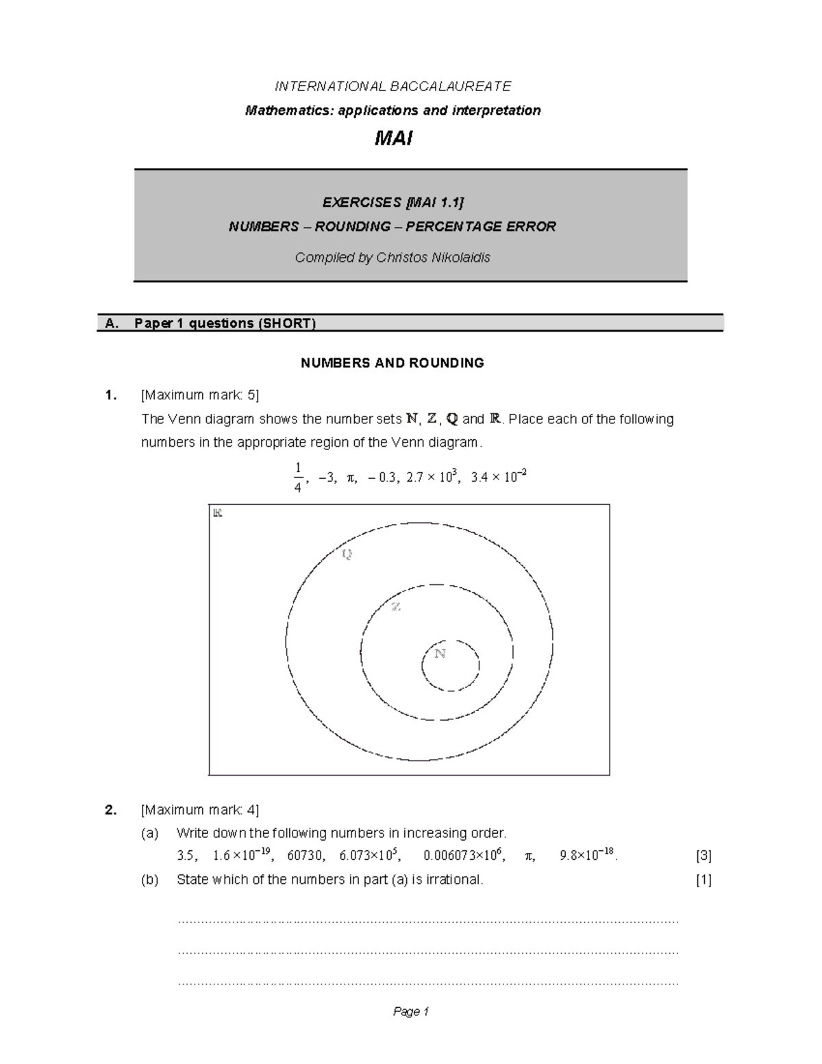 [MAI 1.1] Numbers - Rounding - Percentage Error - INTERNATIONAL ...