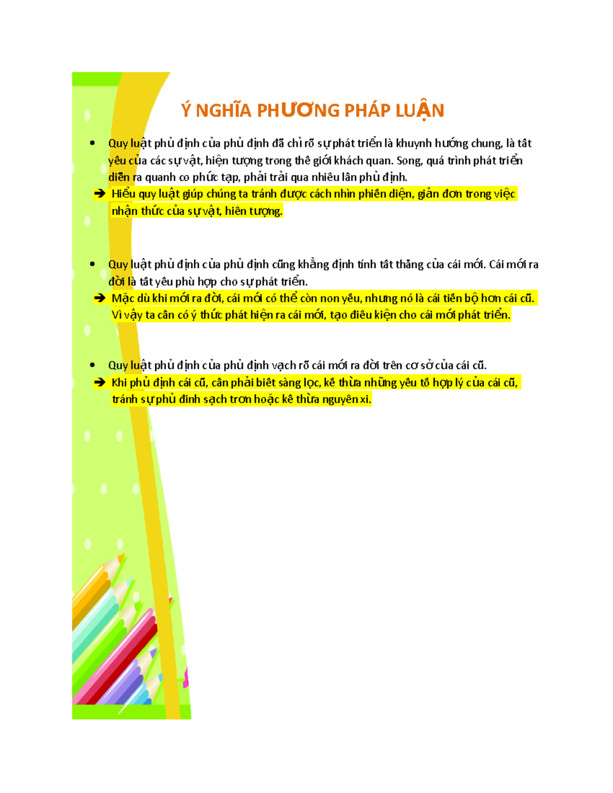 Ý NGHĨA PHƯƠNG PHÁP LUẬN - Ý NGHĨA PH ƯƠNG PHÁP LU ẬN Quy lu ật ph ủ đ nh cị ủa ph ủ đ nh đã ch ...