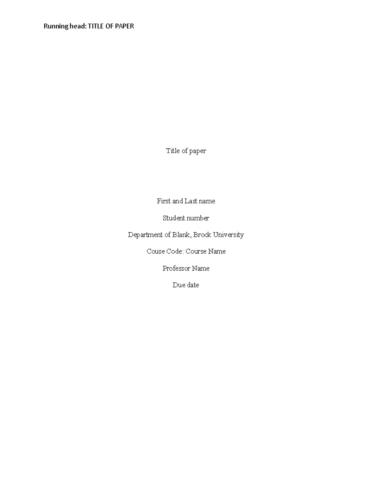 APA Formatting Example - Running head: TITLE OF PAPER Title of paper ...