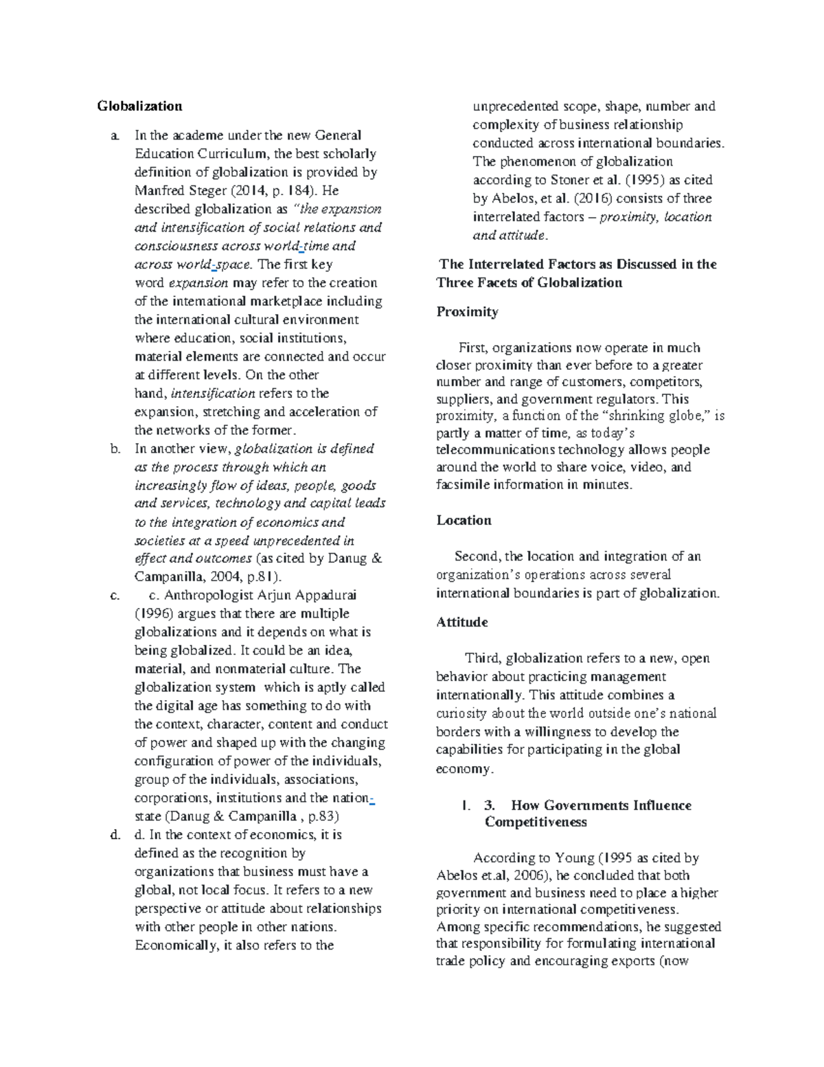 Module 1 AND 2 - Globalization a. In the academe under the new General ...