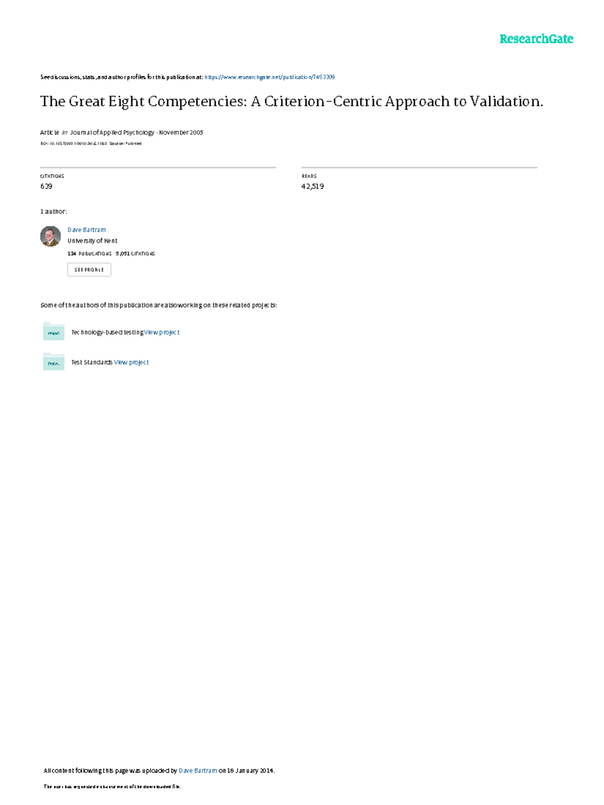 The Great Eight Competencies: A Criterion-Centric Approach to ...
