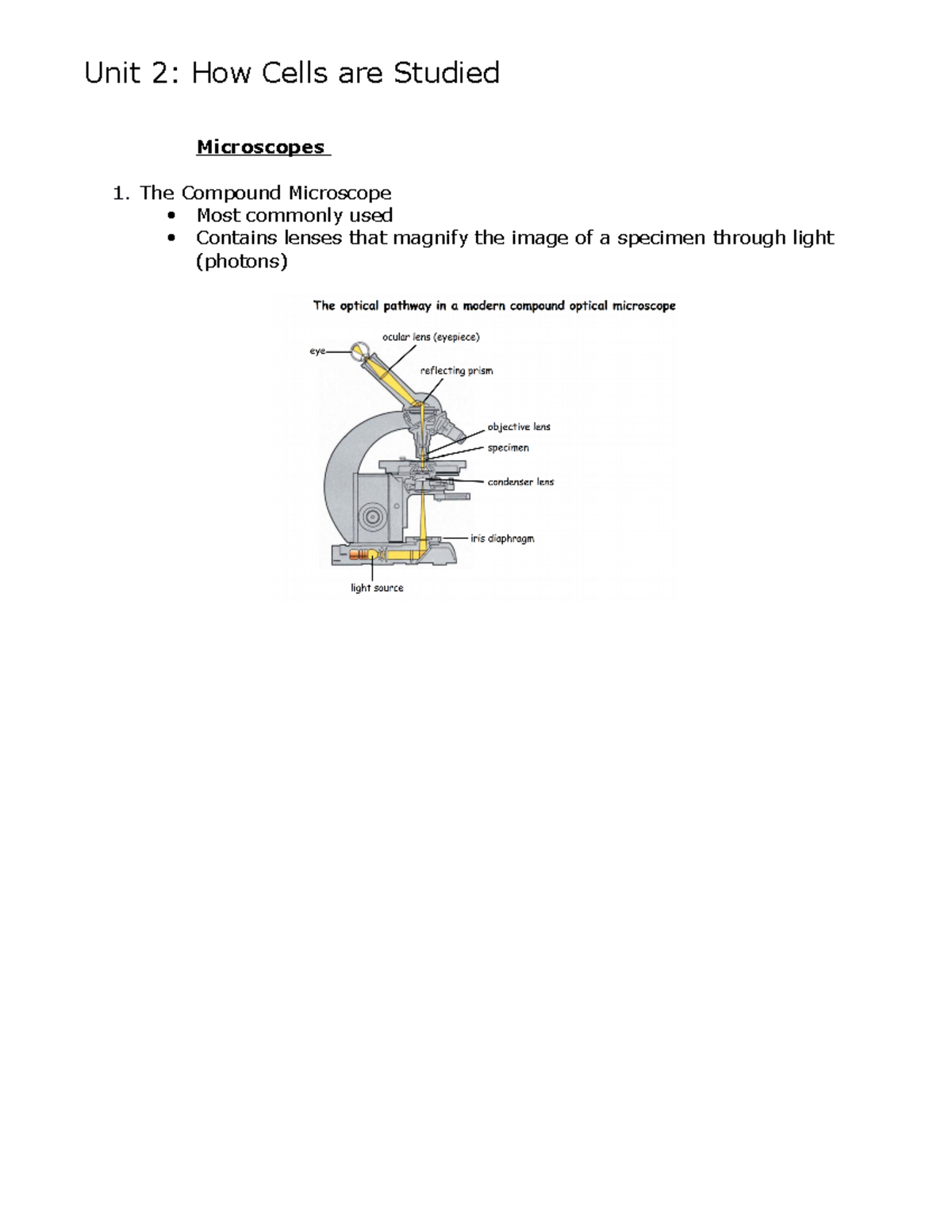 UNIT 2 techniques used - Unit 2: How Cells are Studied Microscopes 1 ...