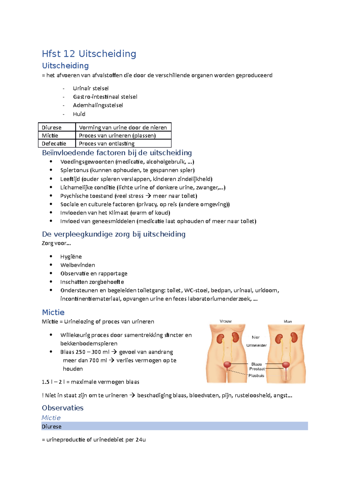 Hfst 12 Uitscheiding - Hfst 12 Uitscheiding Uitscheiding = het afvoeren ...