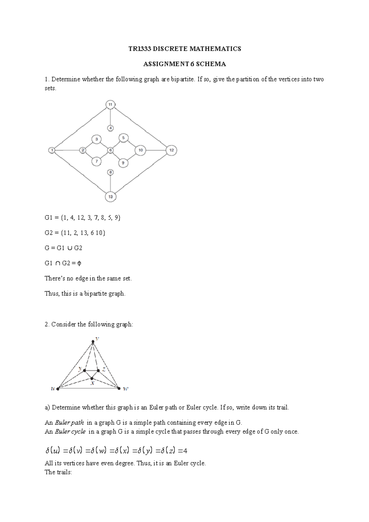Assignment 6 Questions And Answers Discrete Mathematics Assignment 6 Schema 1 Determine