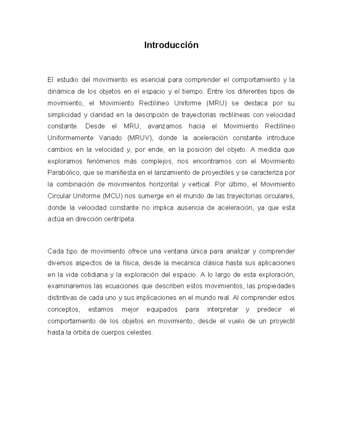 Mate - Introducción El estudio del movimiento es esencial para comprender el comportamiento y la ...