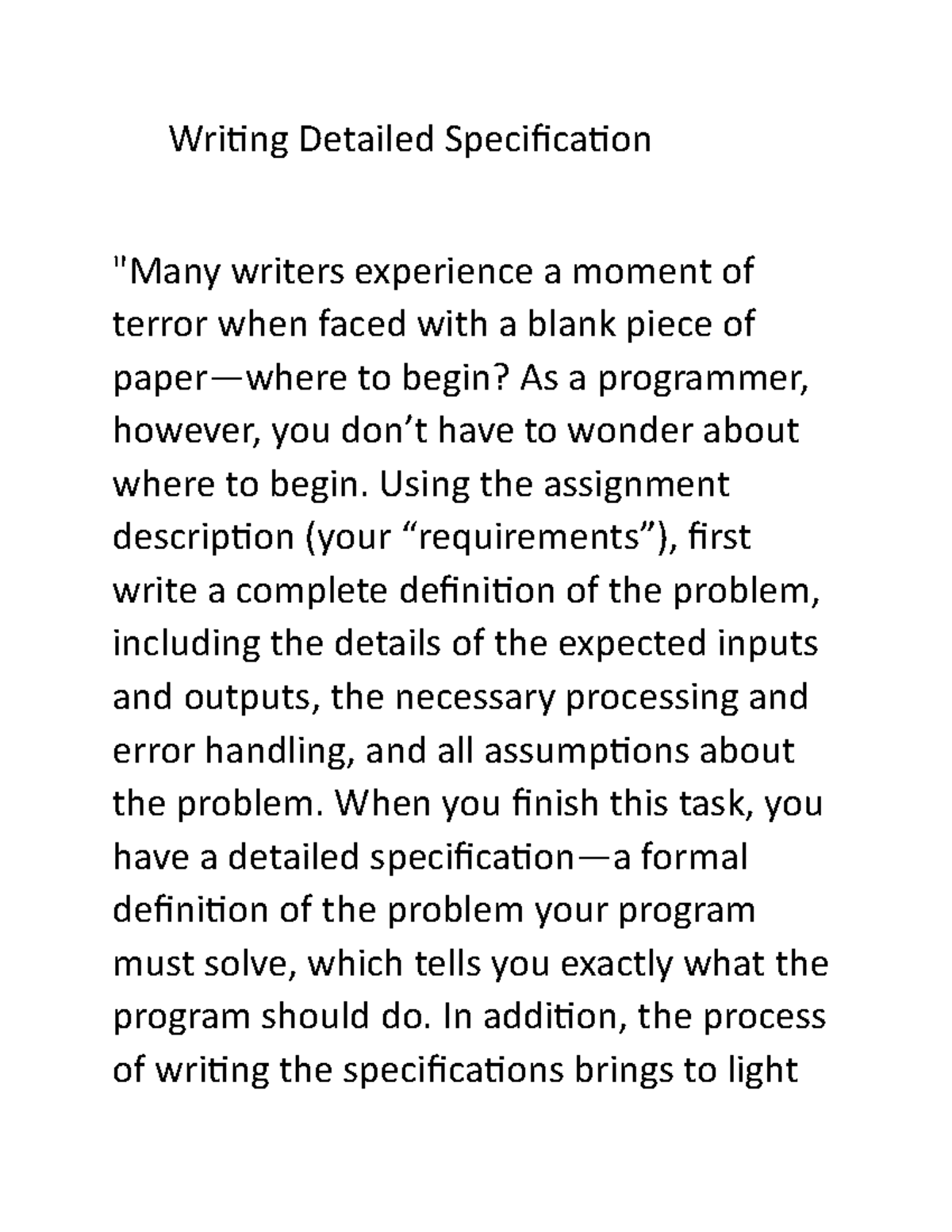 DS9 - Data Structure Notes - Writing Detailed Specification "Many ...