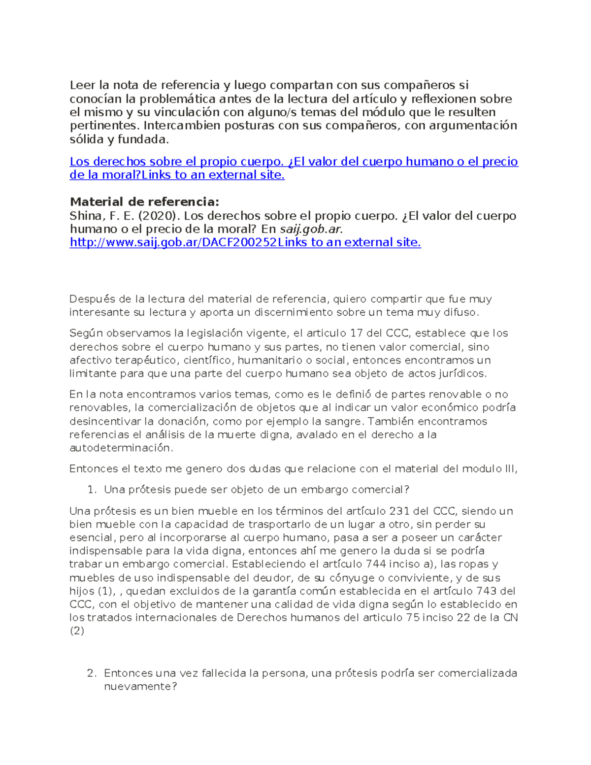 Foro 3 - aprobado seccion 18629 Cristina Nora Mosquera - Leer la nota ...