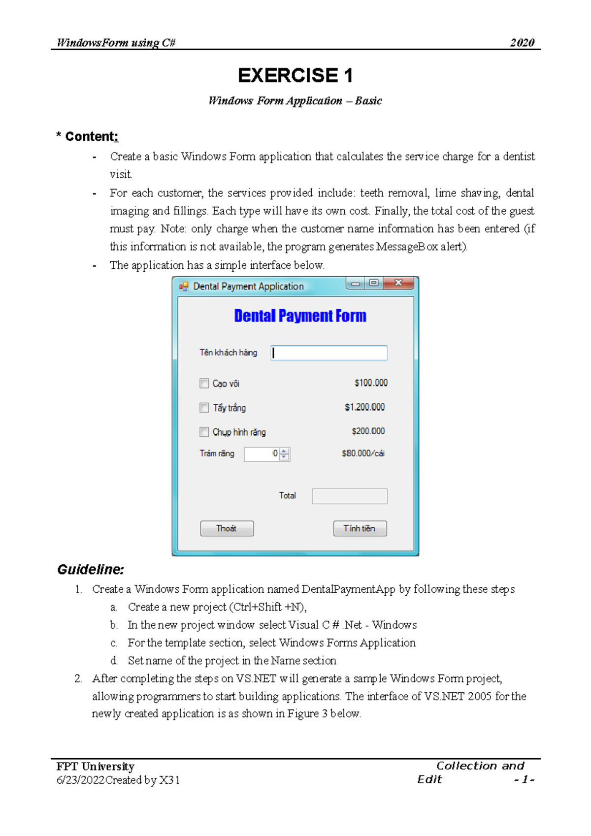 Assignment 2 Window Forms EN - EXERCISE 1 Windows Form Application ...