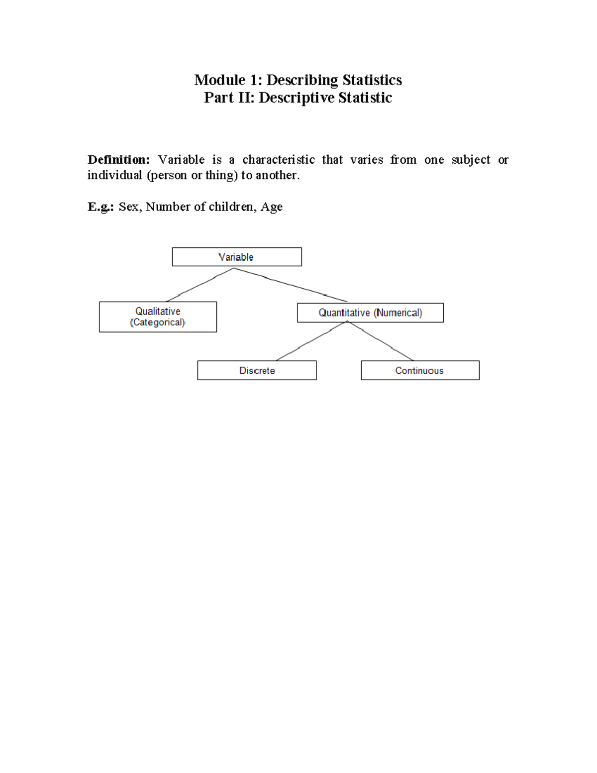 #2 Module 1 -Descriptive statistics - Module 1: Describing Statistics ...