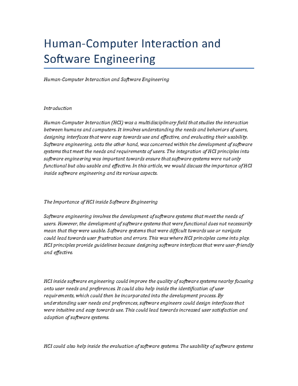 Human-Computer Interaction and Software Engineering - Human-Computer Interaction and Software ...