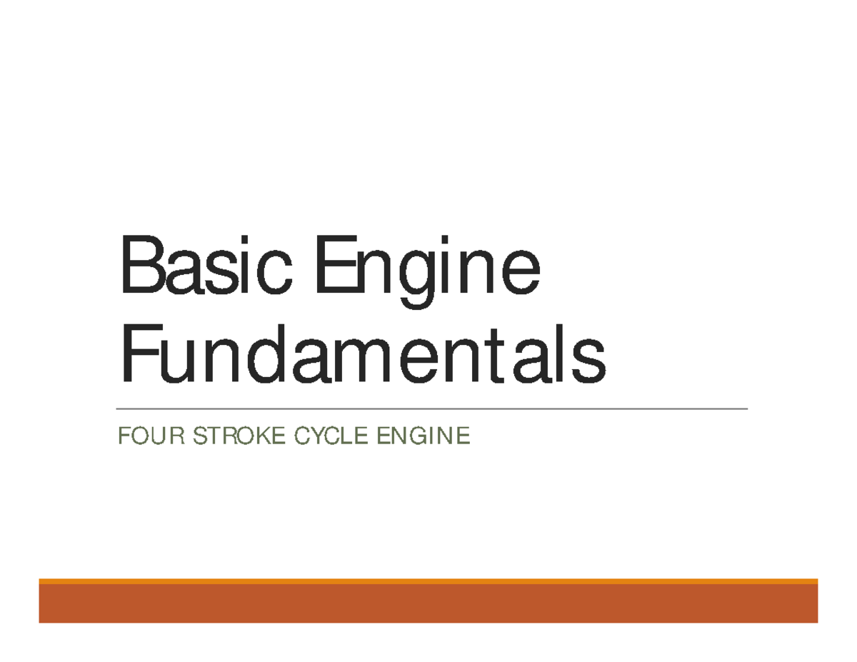 Basic Engine Fundamentals (Four Stroke Cycle Engine) - Basic Engine ...
