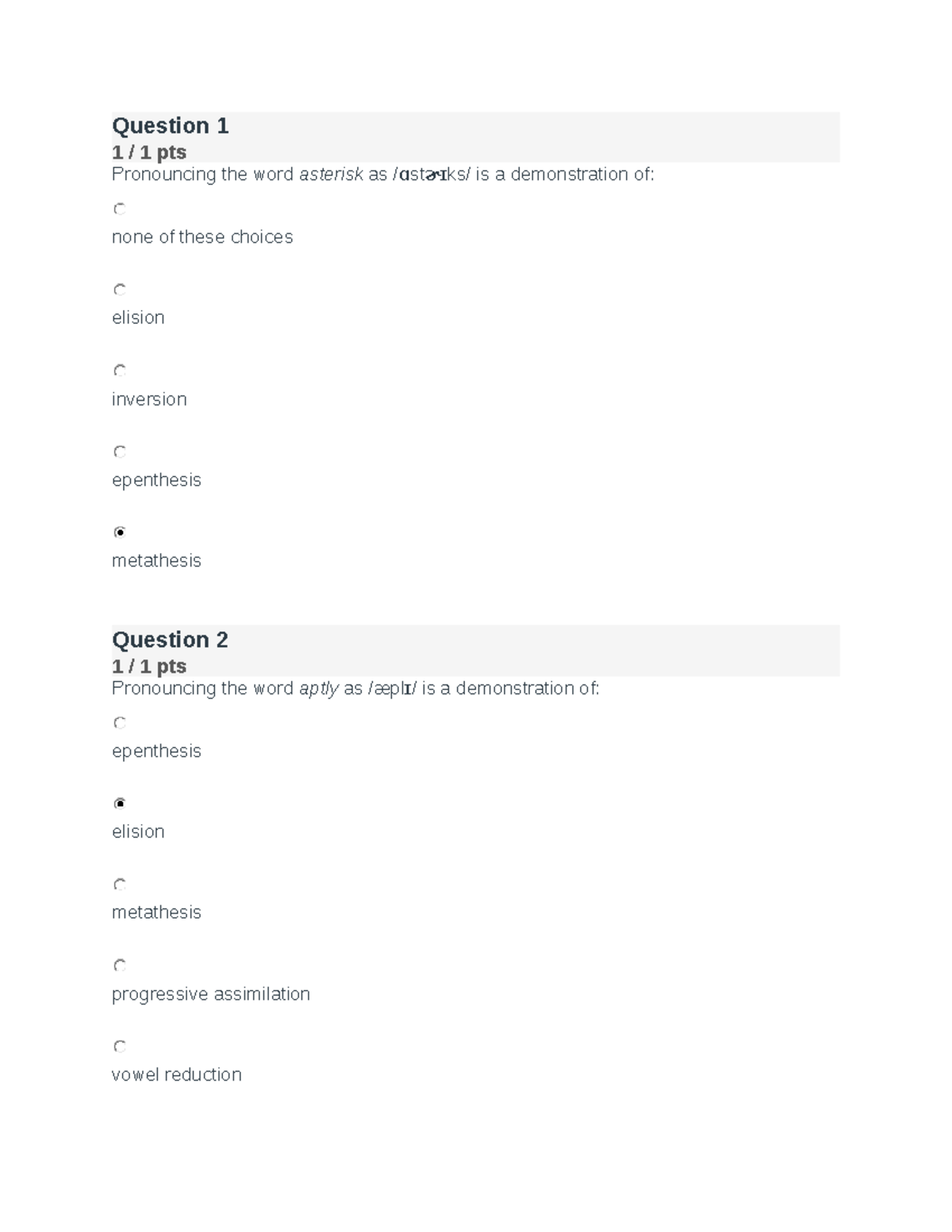 Exam 4 - Exam 4. Questions and Answers - Question 1 1 / 1 pts ...