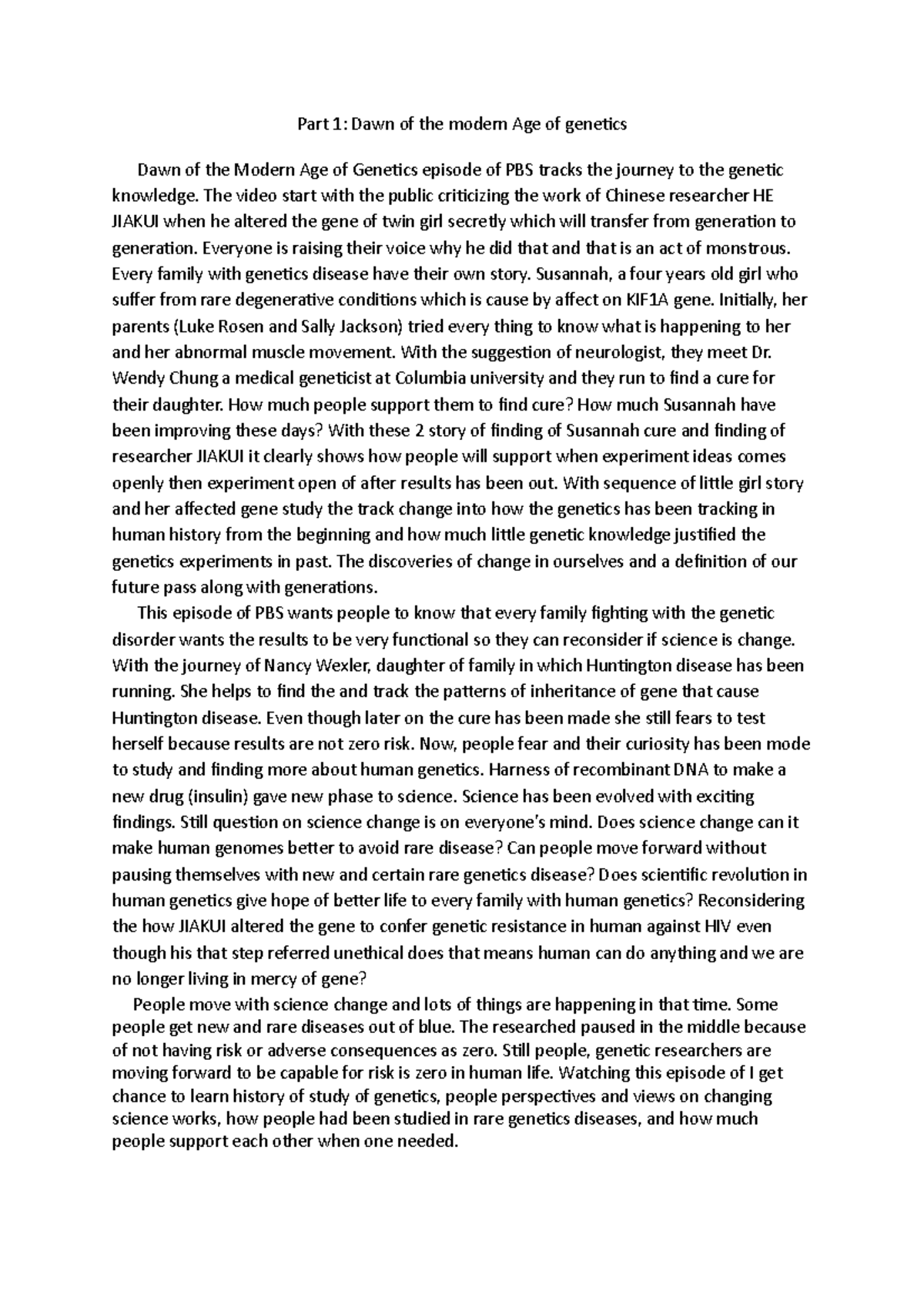 PBS- Part 1 - PBS documentary on genetics - Part 1: Dawn of the modern ...