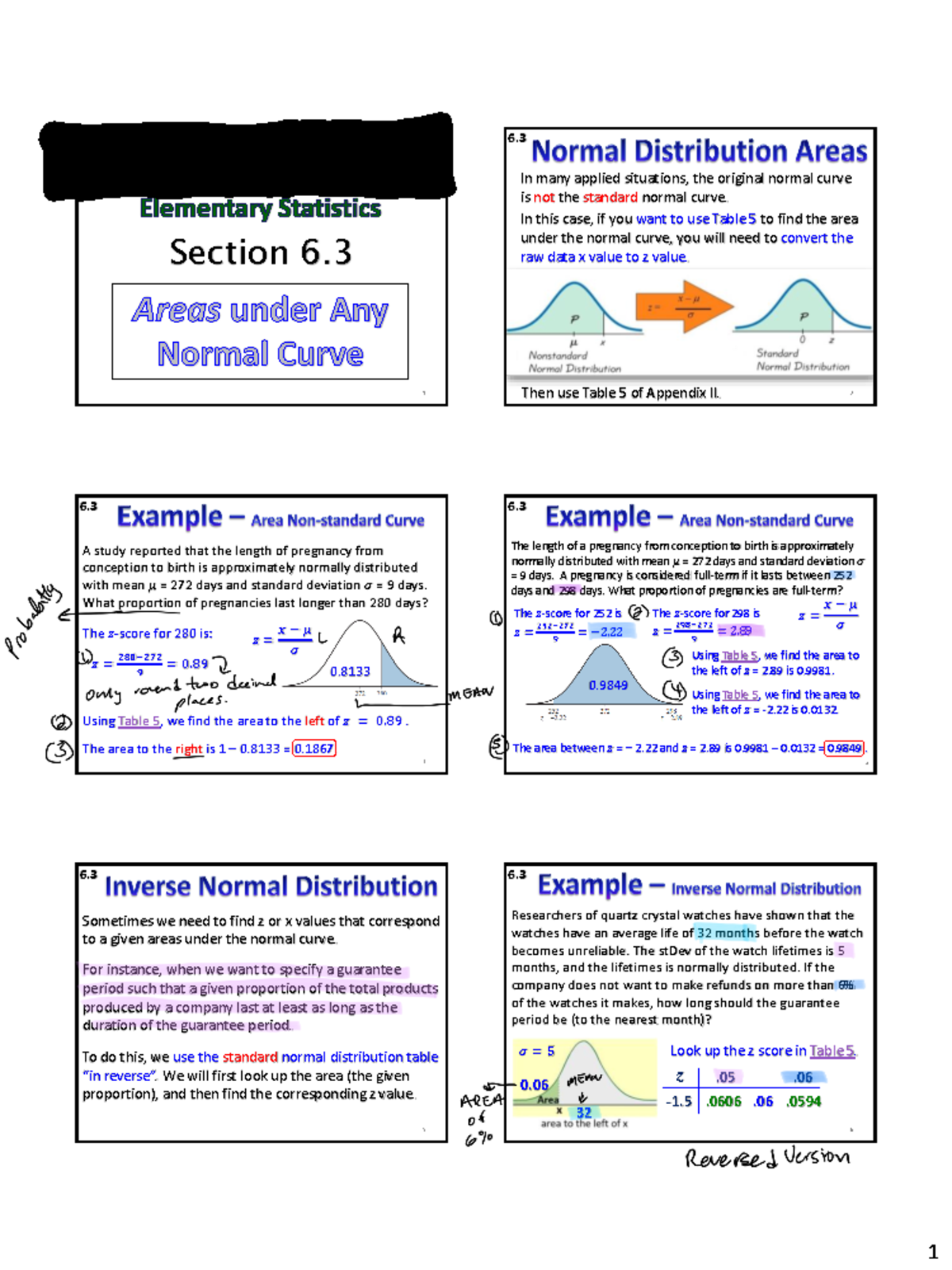 STA+2023E+6 3 - Areas under any normal curve. - 1 Section 6. 1 6. In ...