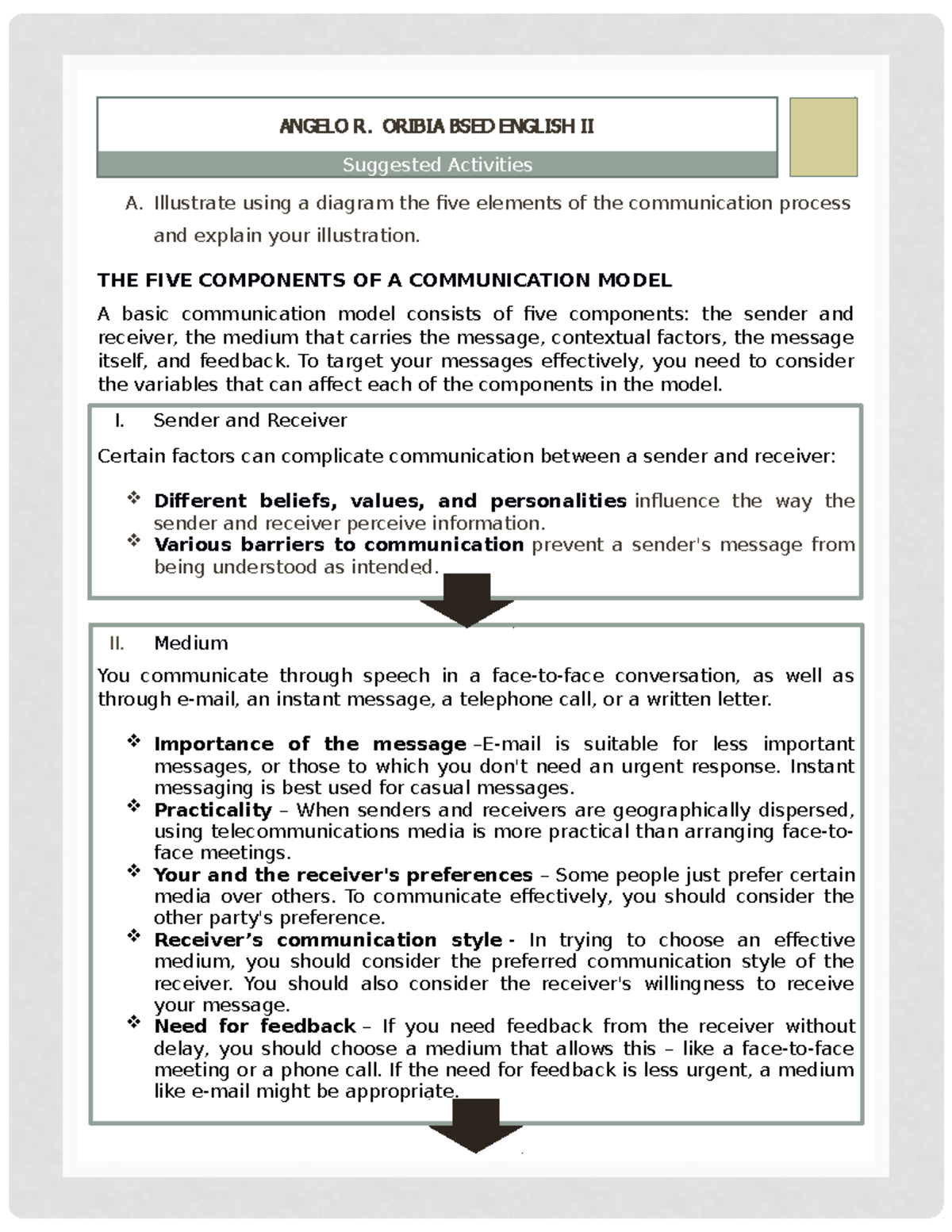 Oribia.BSED English II Activity - ANGELO R. ORIBIA BSED ENGLISH II Suggested Activities A. - Studocu