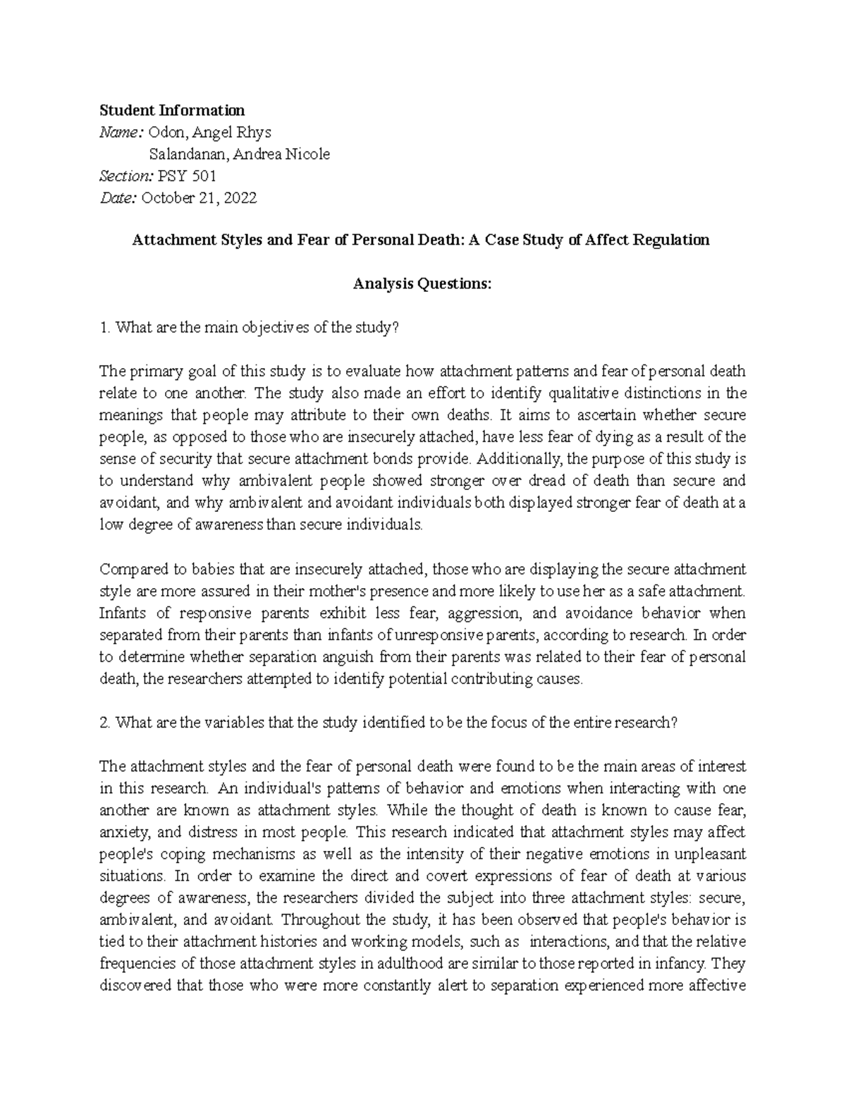 Case-Study - Case Study - Student Information Name: Odon, Angel Rhys ...