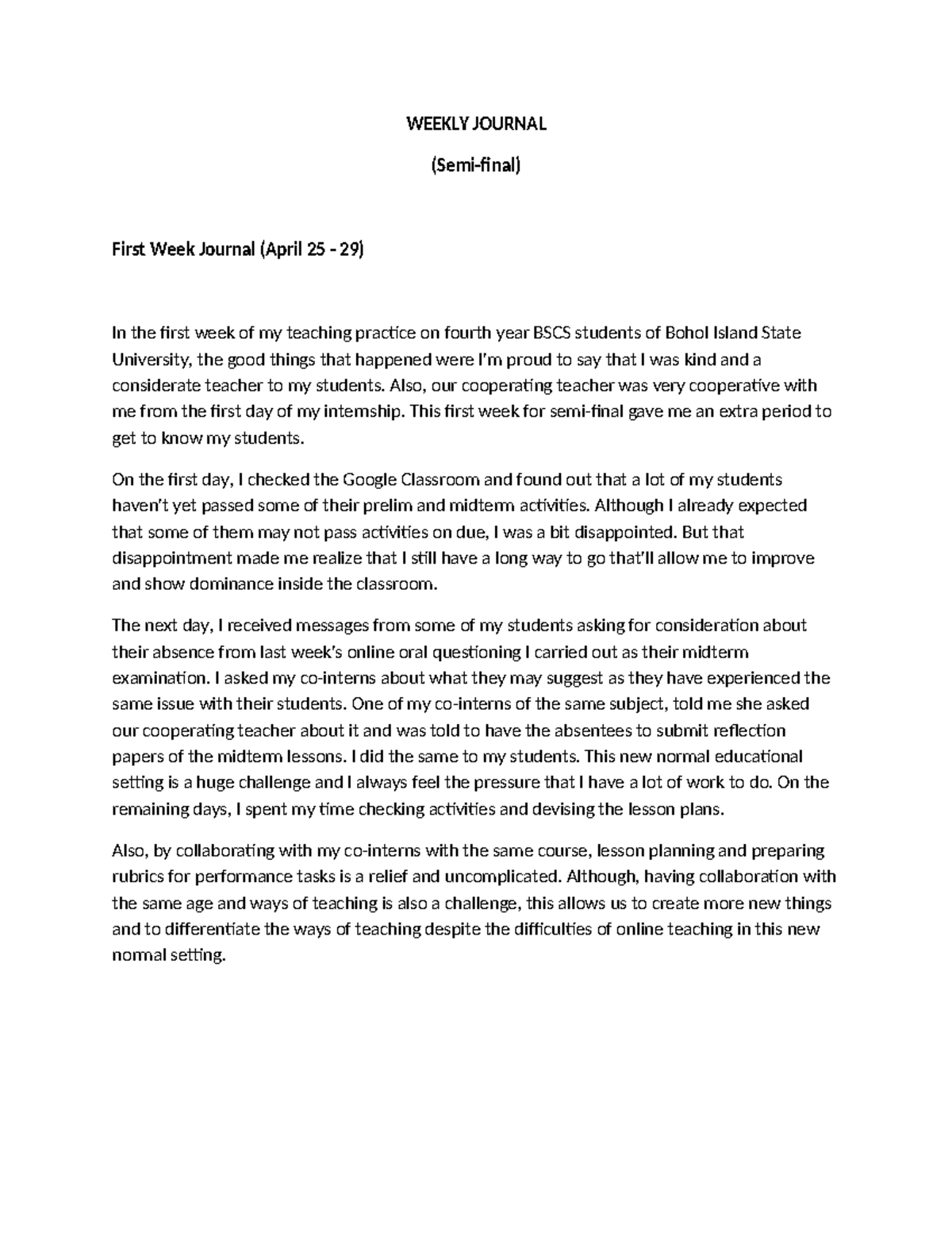 20220827230908 630aa414c4aaf teaching internship weekly journal - (Semi ...