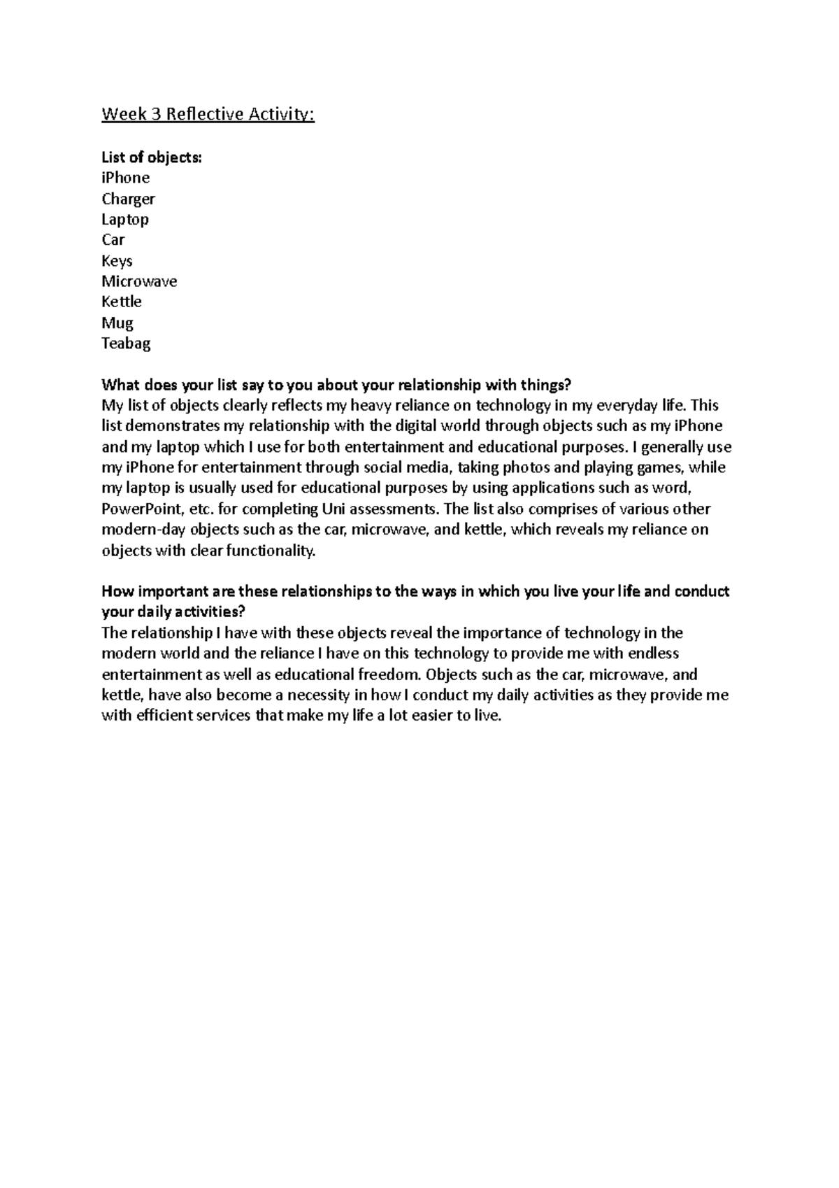 Week 3 Reflective Activity - Week 3 Reflective Activity: List of ...