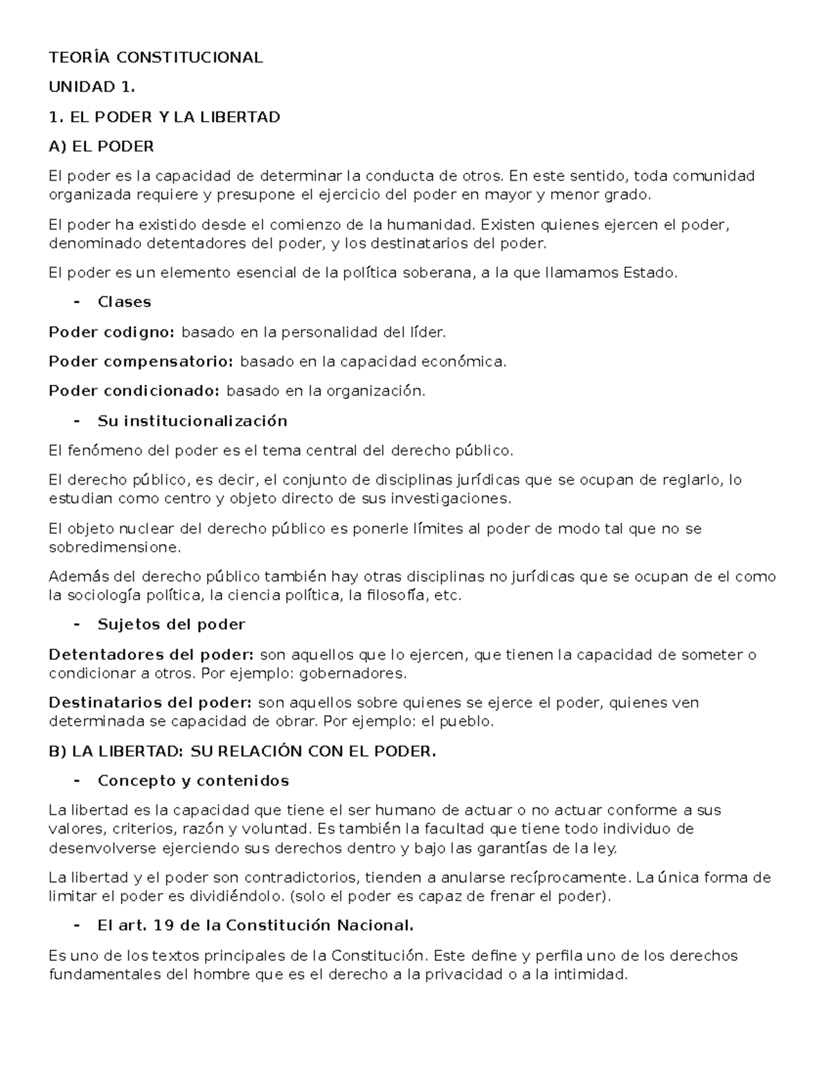 Unidad 1 - derecho constitucional - TEORÍA CONSTITUCIONAL UNIDAD 1. 1 ...