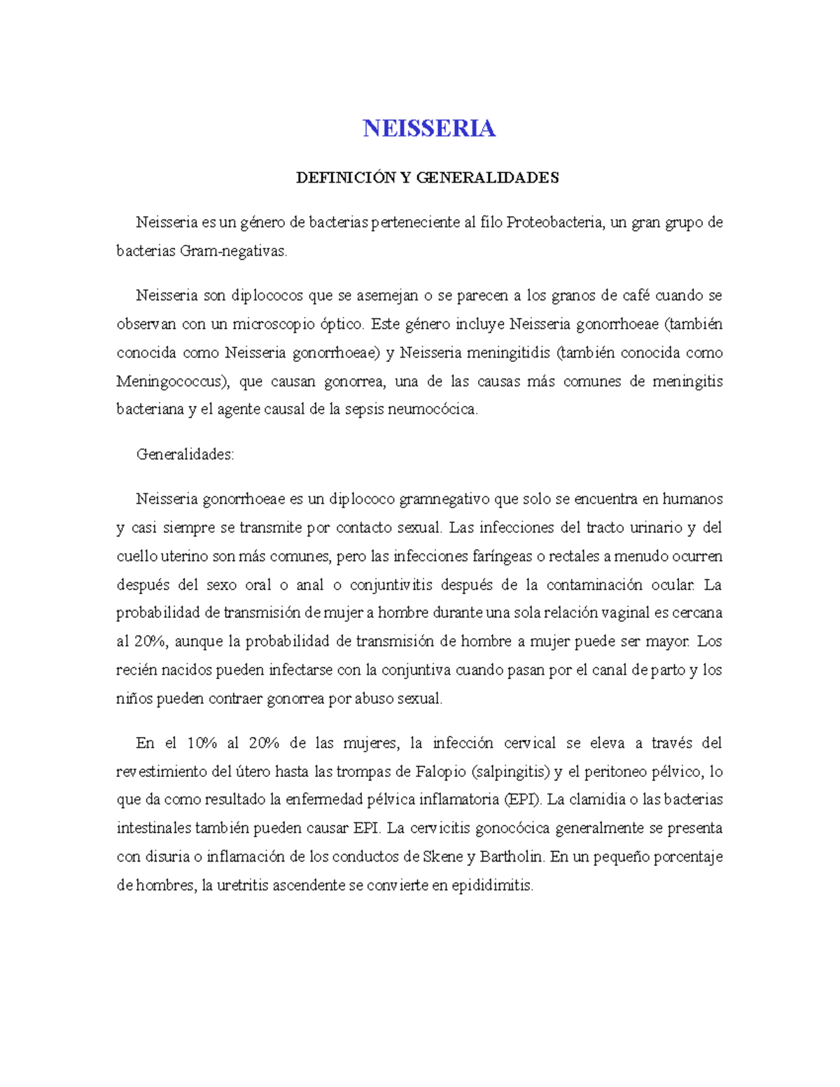 Neiseria - Información sobre los tipos de Neisseria - NEISSERIA DEFINICIÓN Y GENERALIDADES ...