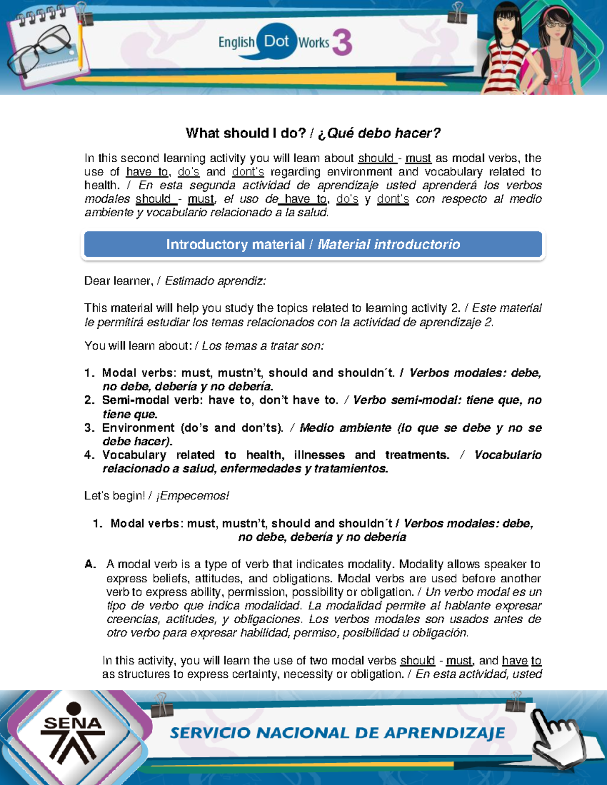 Material What should i do - What should I do? / ¿Qué debo hacer? In ...
