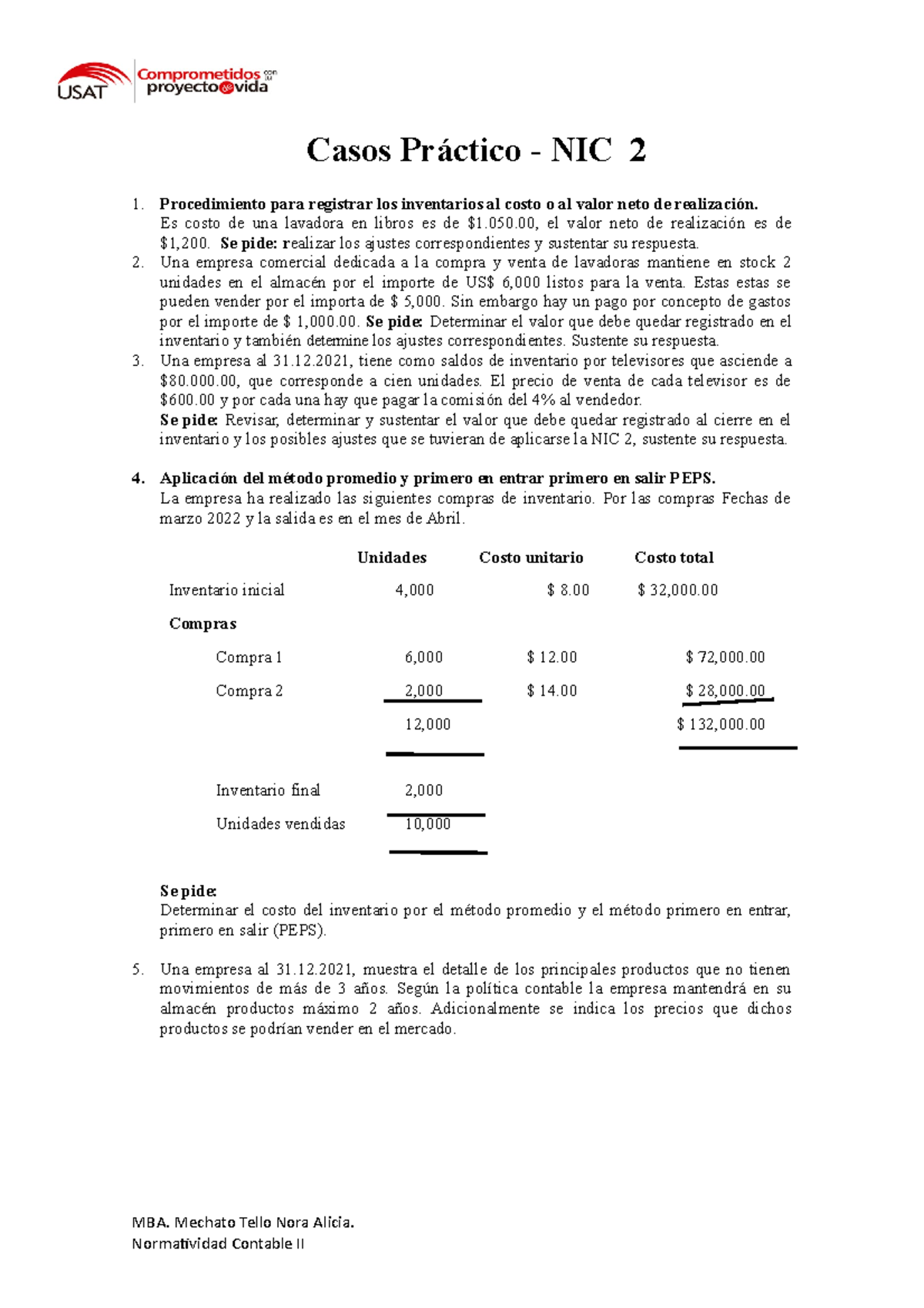 NIC 2 - Casos Prácticos - estudiar - Casos Práctico - NIC 2 Procedimiento para registrar los ...