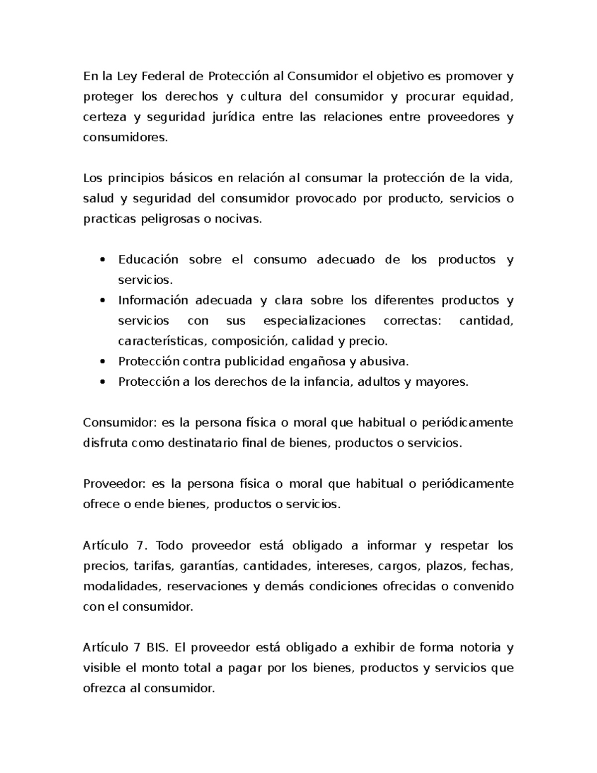 Reporte de Lectura Ley Federal de Protecci n al Consumidor - En la Ley Federal de Protección al ...