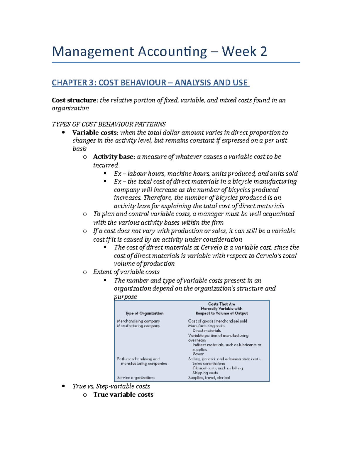 Week 2 (ACCT2230) - Summary Managerial Accounting - Management ...