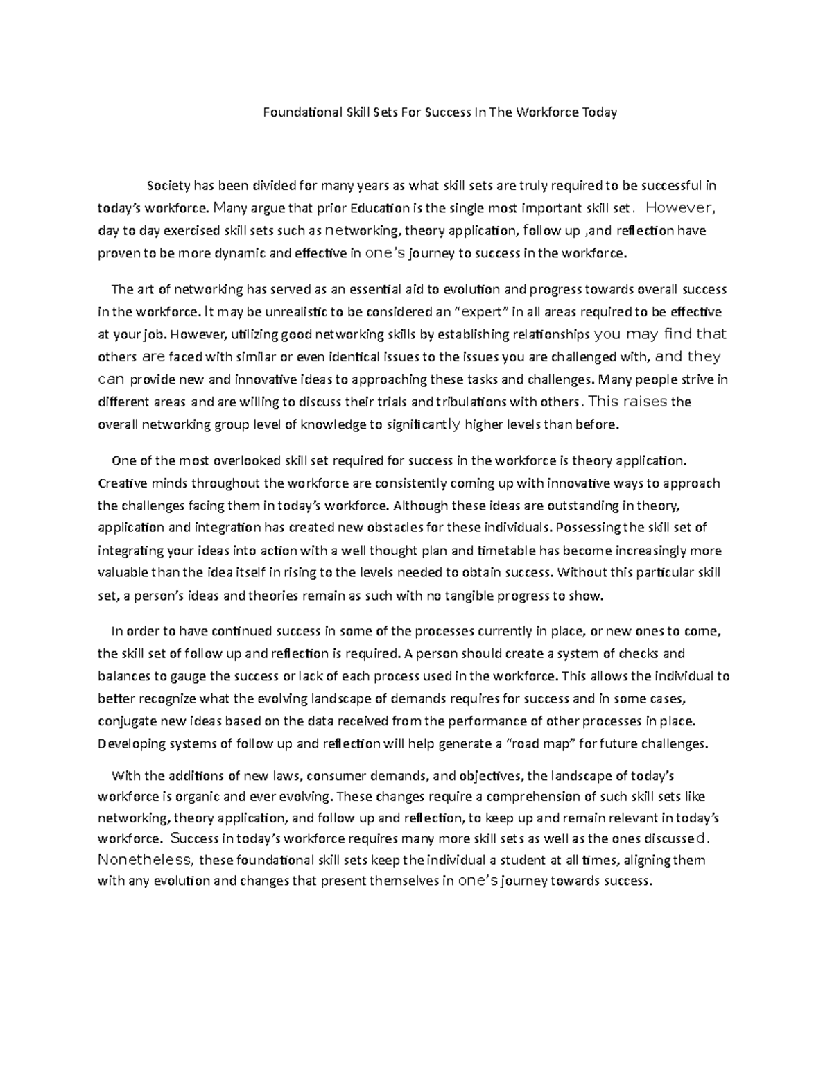 Success - Grade: A - Foundational Skill Sets For Success In The ...