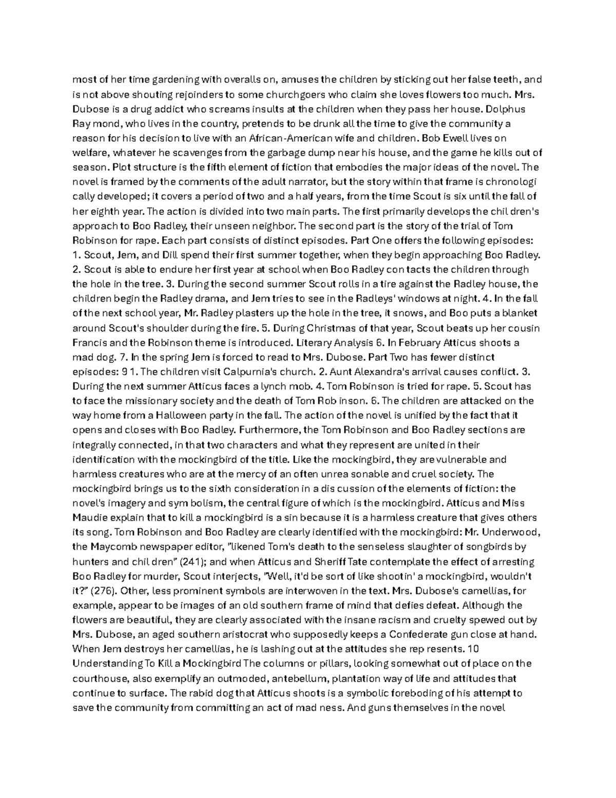 To kill a mockingjay 6 - literature - most of her time gardening with ...