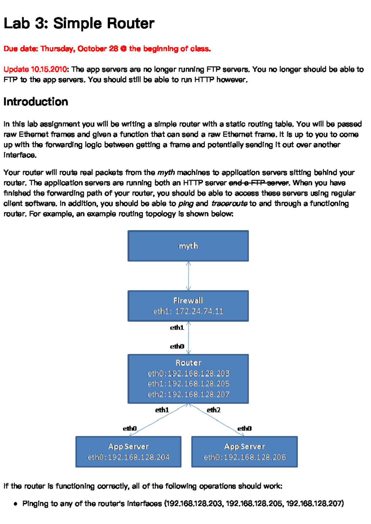 Lab 3 Simple router - dfafadfafaf - Lab 3: Simple Router Due date ...