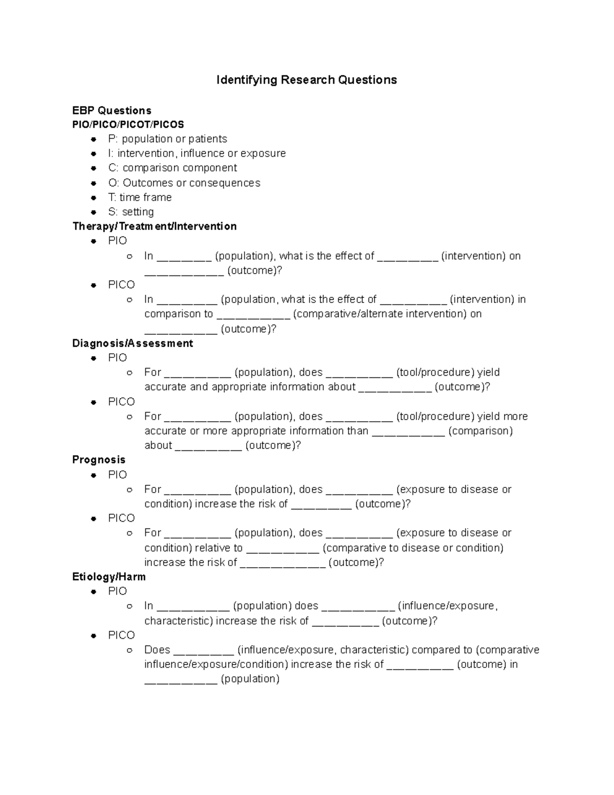 Identifying Research Questions - May involve predictions about answer ...
