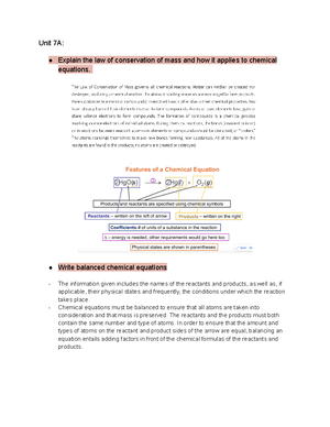 Chemistry Unit 2 - Matter & Energy Summary - Summary of Unit 2: Matter ...