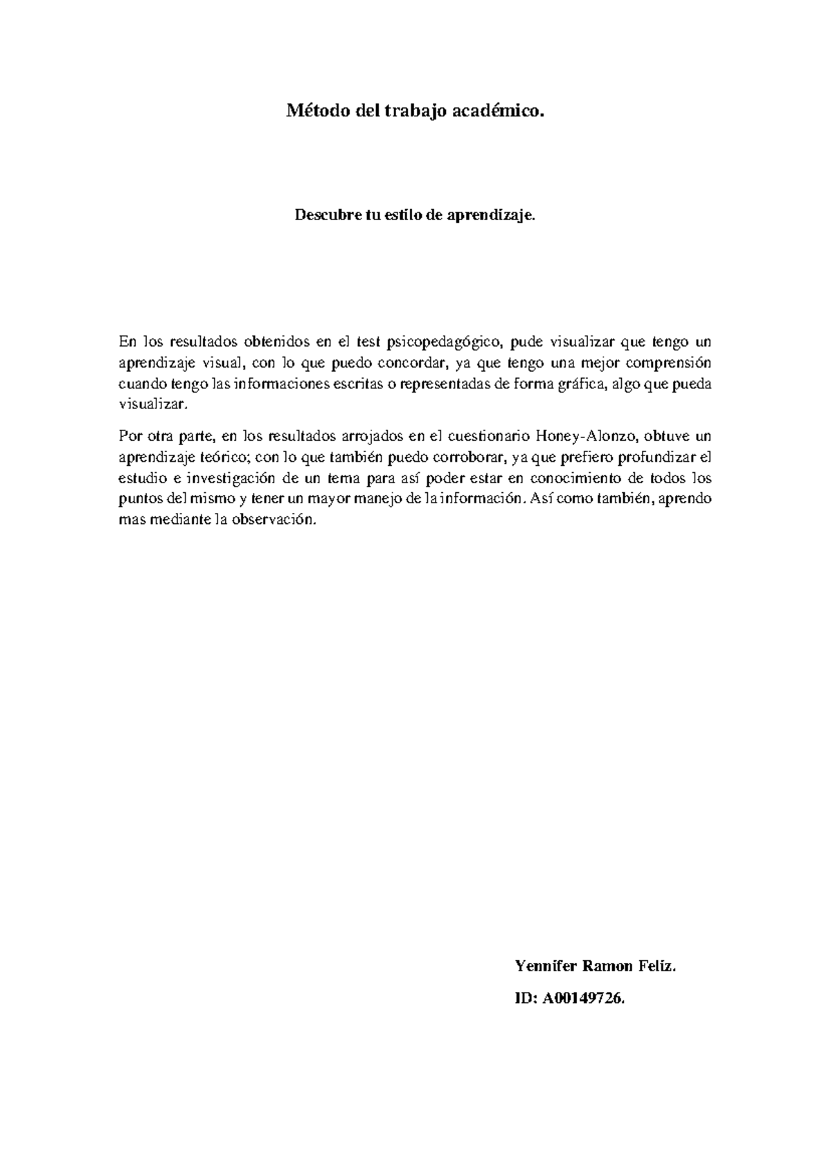 RAmon Feliz, Yennifer-Descubre tu estilo de aprendizaje academico ...