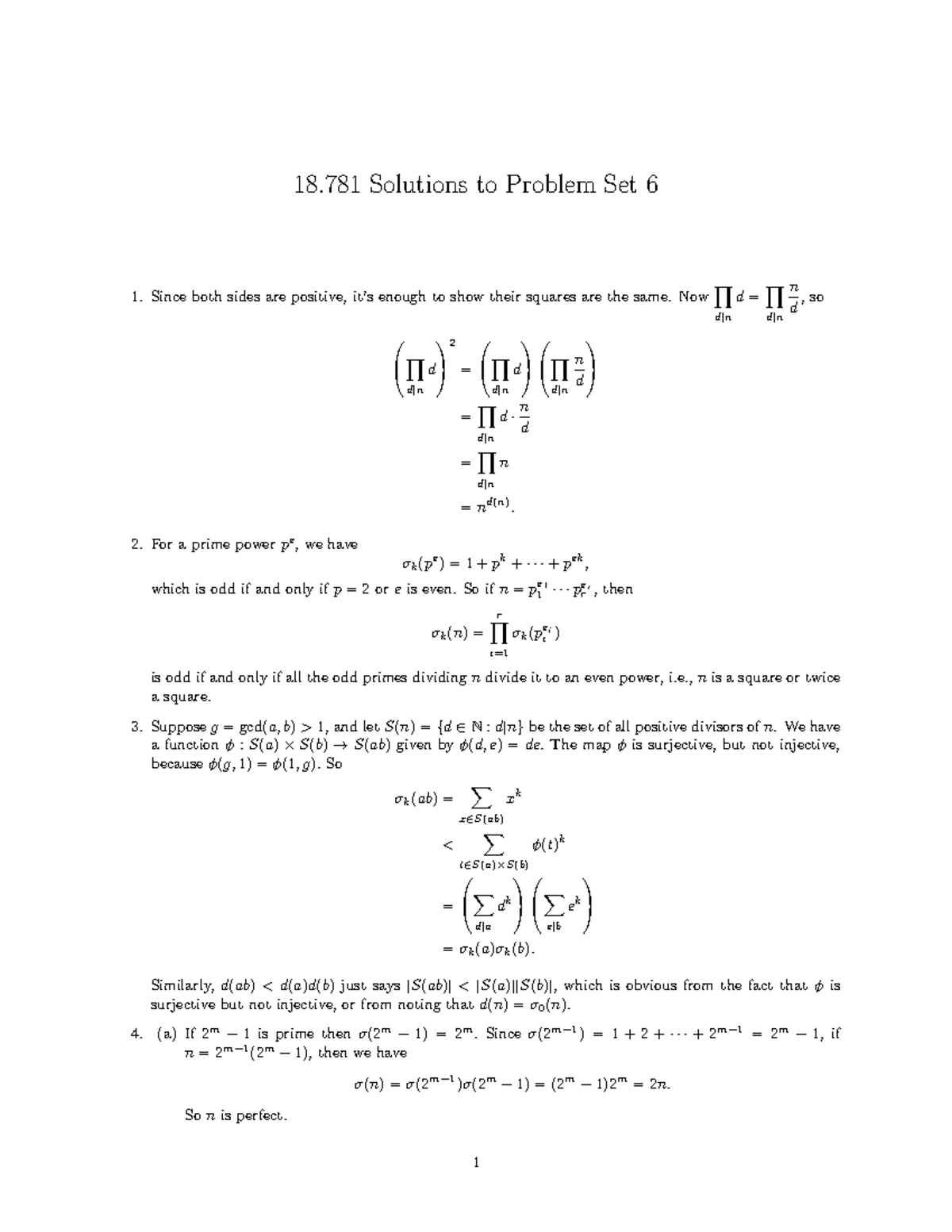 MIT18 781S12 pset6sol - dadad - 18 Solutions to Problem Set 6 Since both sides are positive, it ...