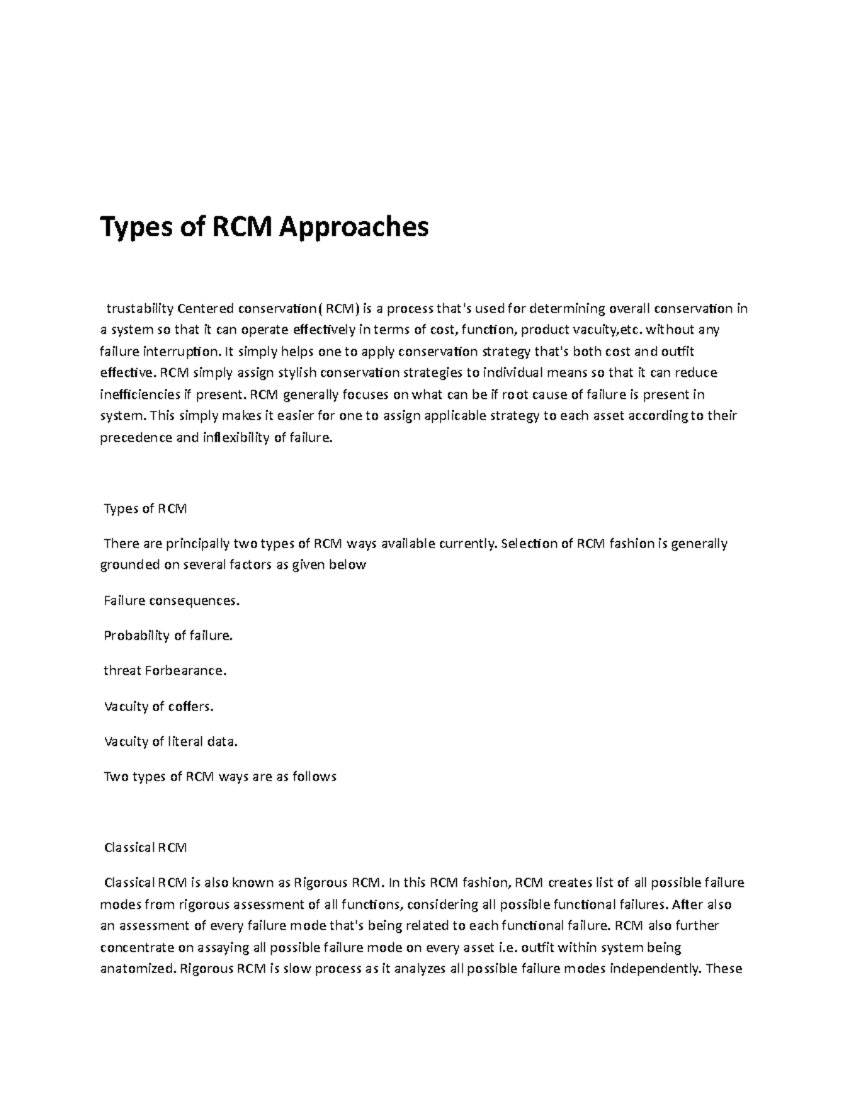 Types of RCM Approaches - Types of RCM Approaches trustability Centered ...