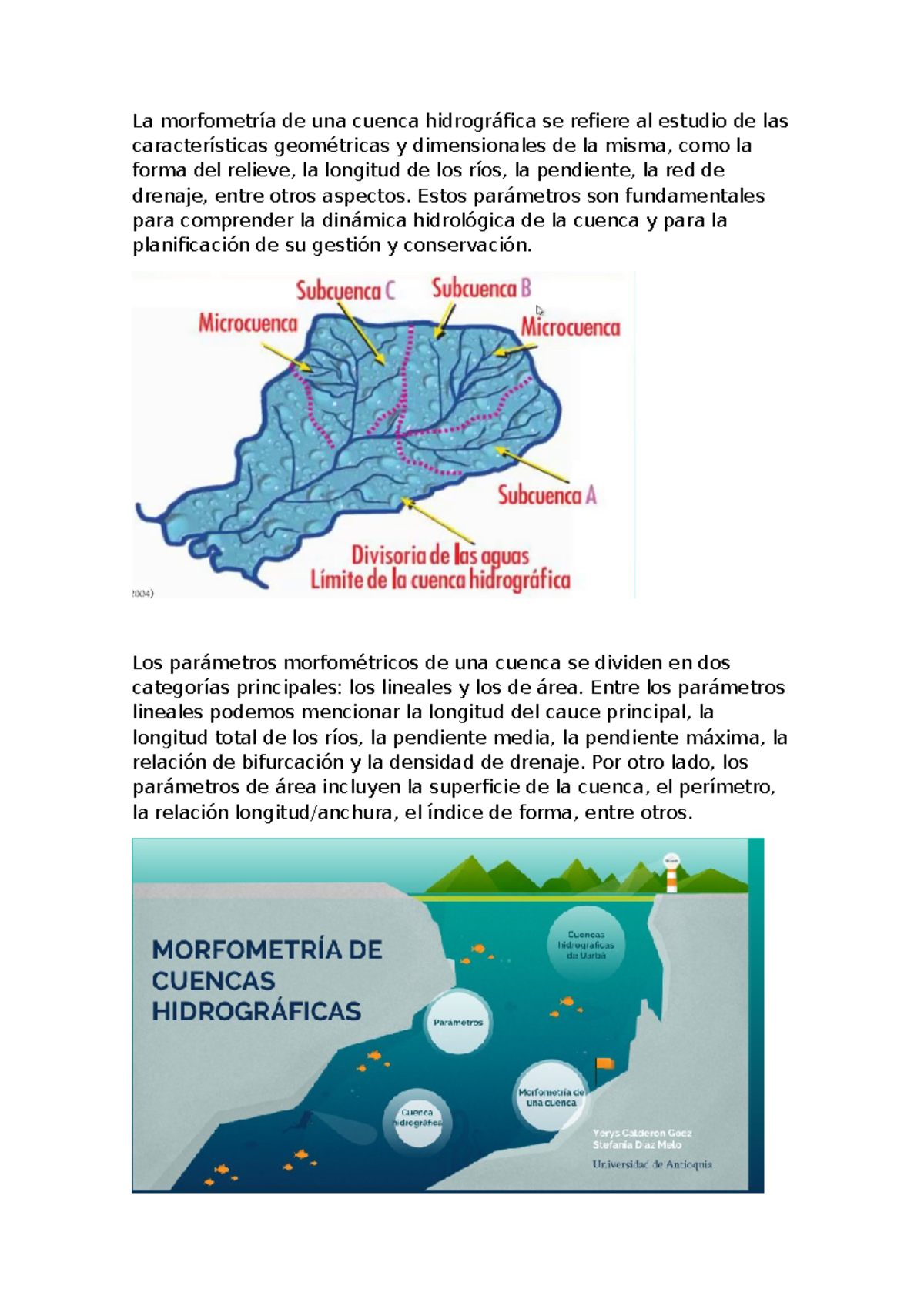 Info sig - fyuk - La morfometría de una cuenca hidrográfica se refiere ...