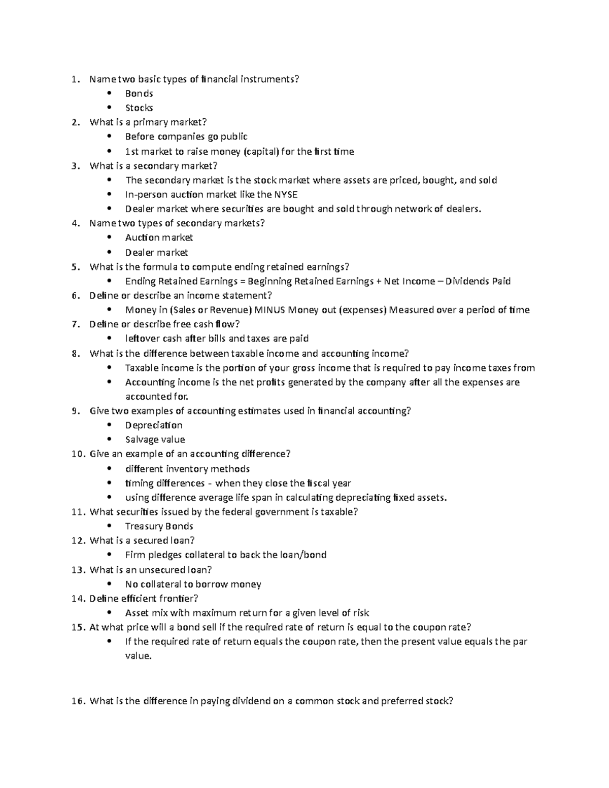 Practice Test 2 Third Attempt - Name two basic types of financial ...