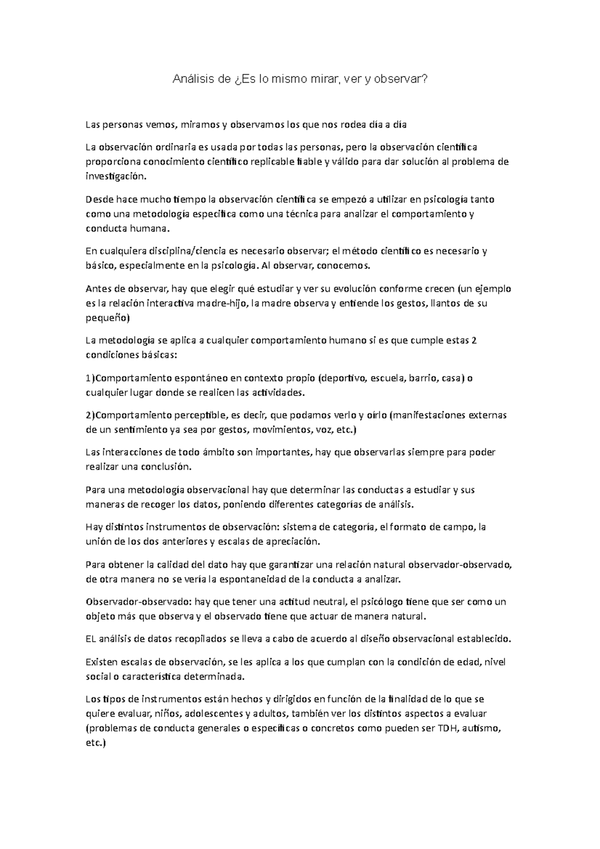 Mirar, ver y observar - aaa - Análisis de ¿Es lo mismo mirar, ver y ...